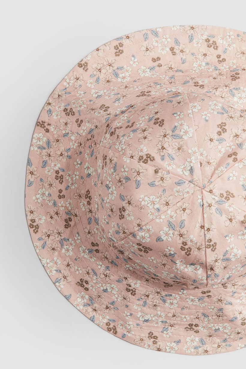 Cotton Sun Hat - Light dusty pink/floral - Kids | H&M US