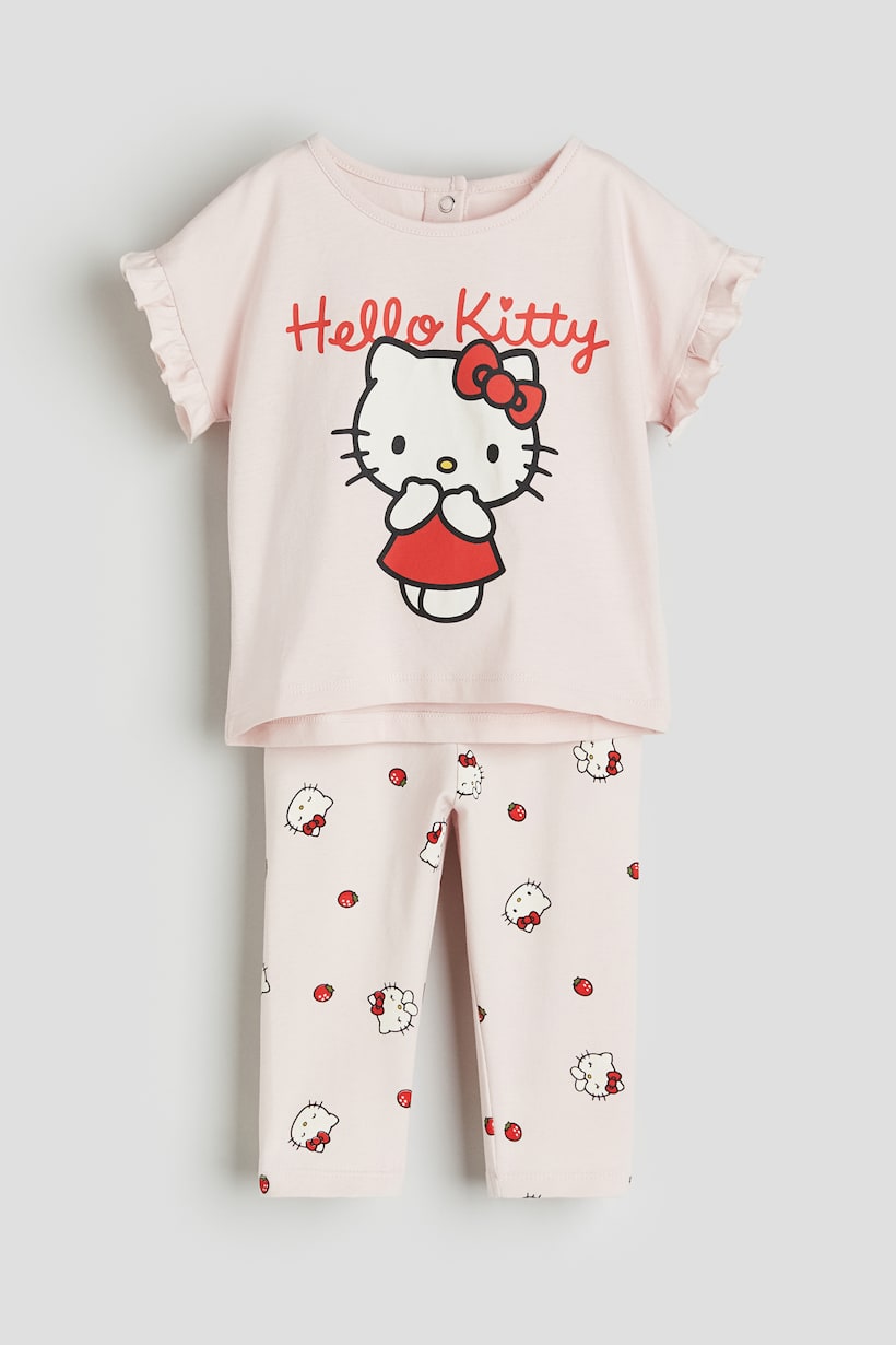 2-piece printed set - Light pink/Hello Kitty - Kids | H&M GB