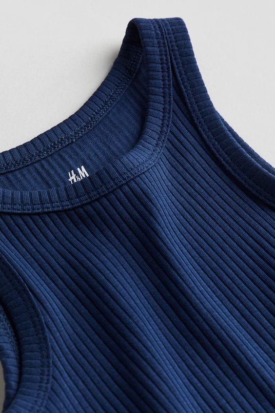 Ribbed Cotton Tank Top - Dark blue - Kids | H&M US