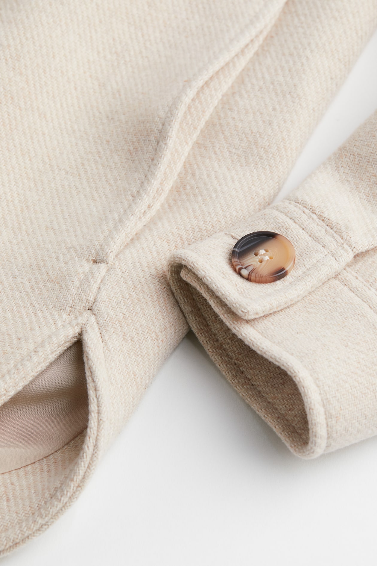 Oversized twill shacket - Light beige - Ladies | H&M GB