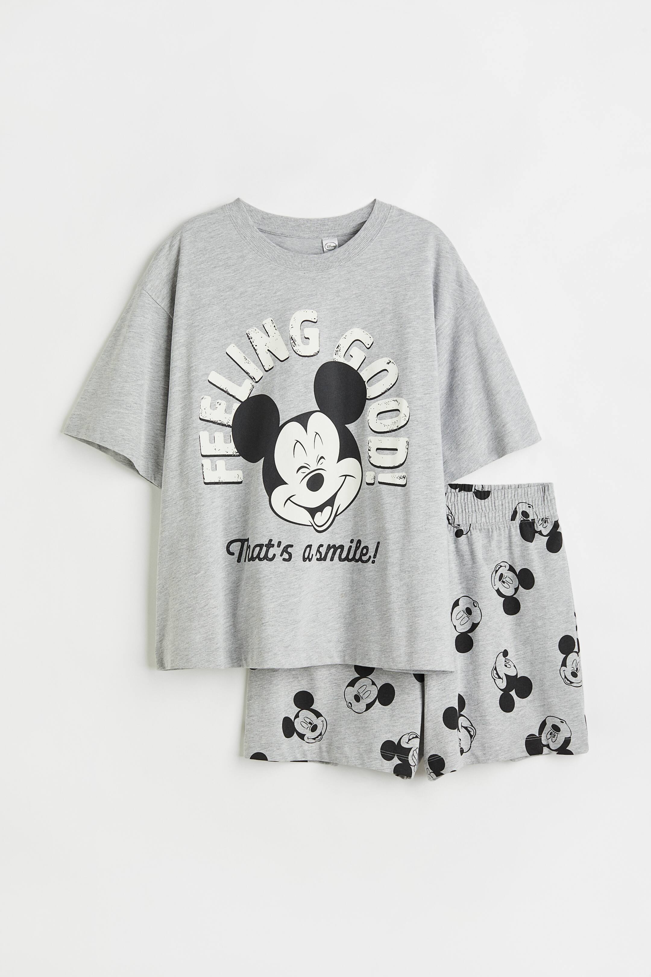 Cotton jersey pyjamas - Gray melange/Mickey Mouse - Ladies | H&M PH