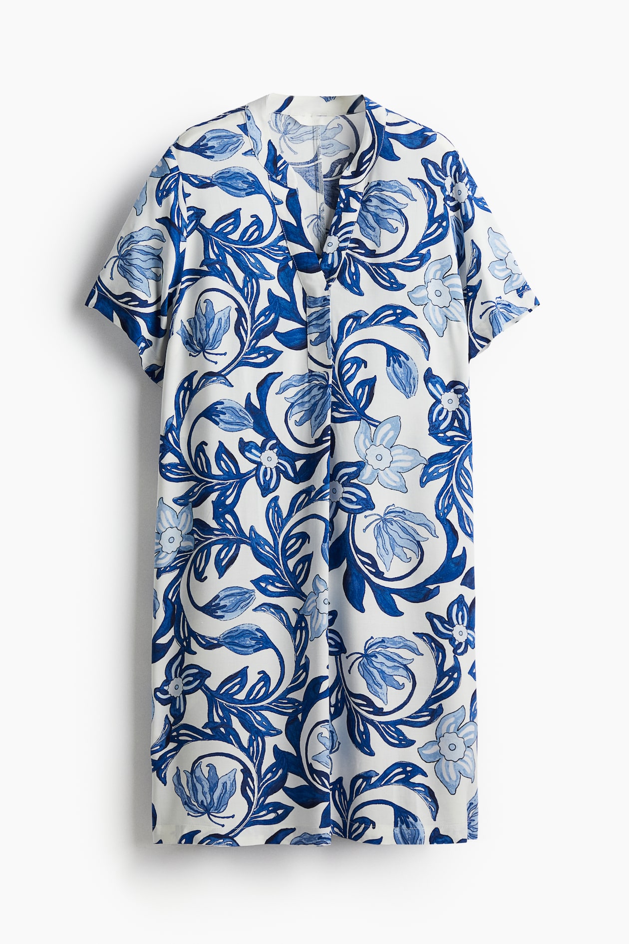 Viscose tunic dress - White/Blue floral - Ladies | H&M MY