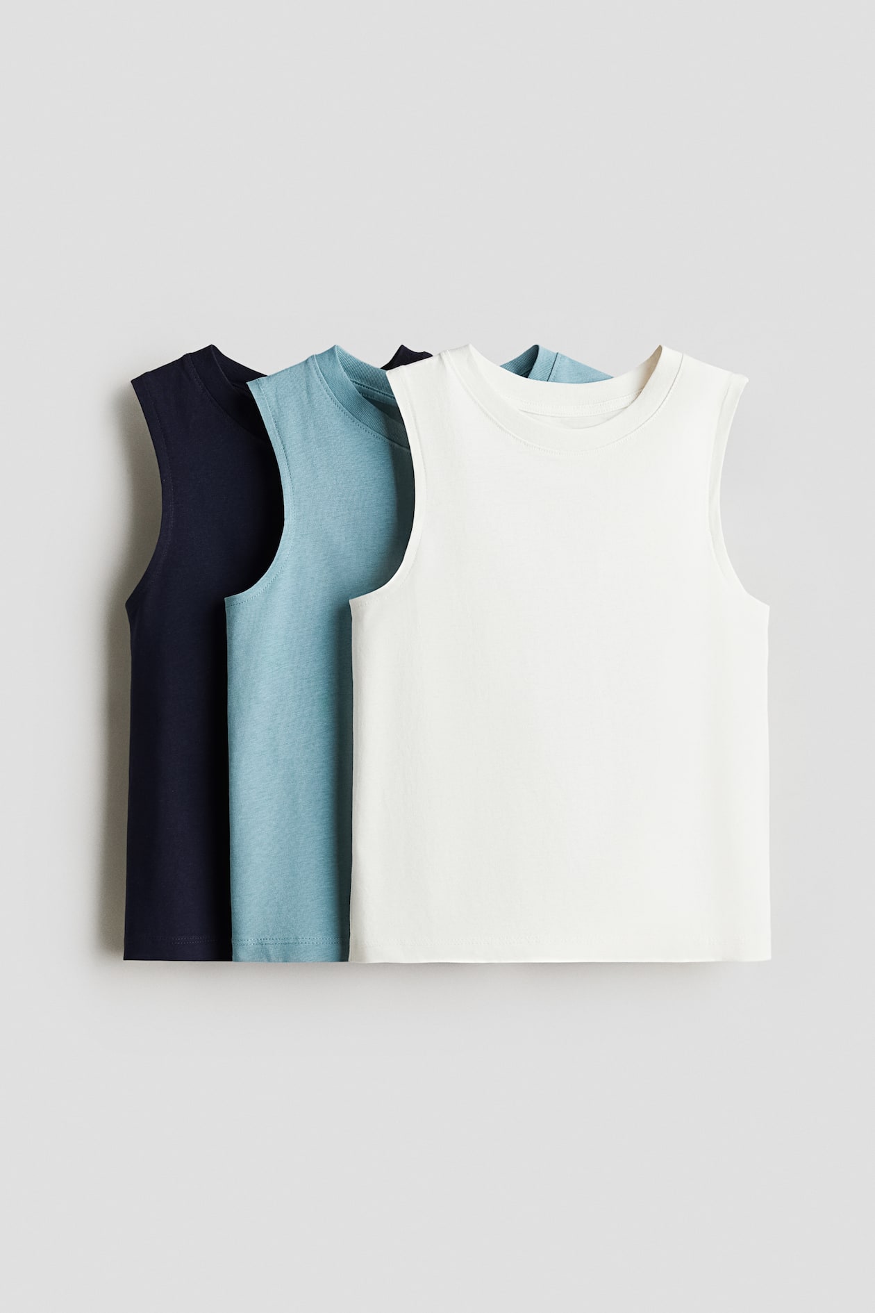 3-pack cotton jersey vest tops - Turquoise/Navy blue - Kids | H&M SG
