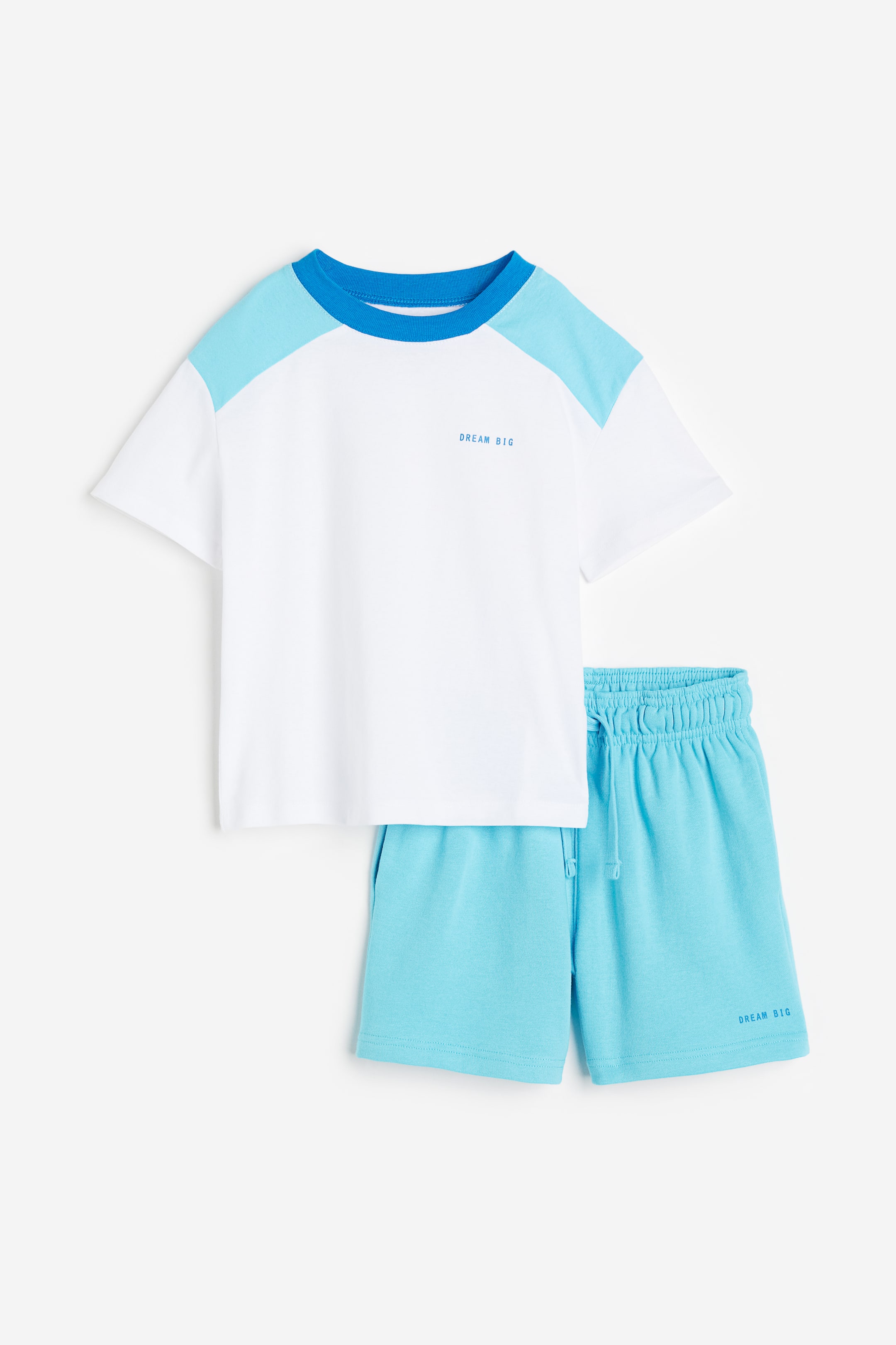 2-piece Cotton Jersey Set - Light blue/color-block - Kids | H&M US