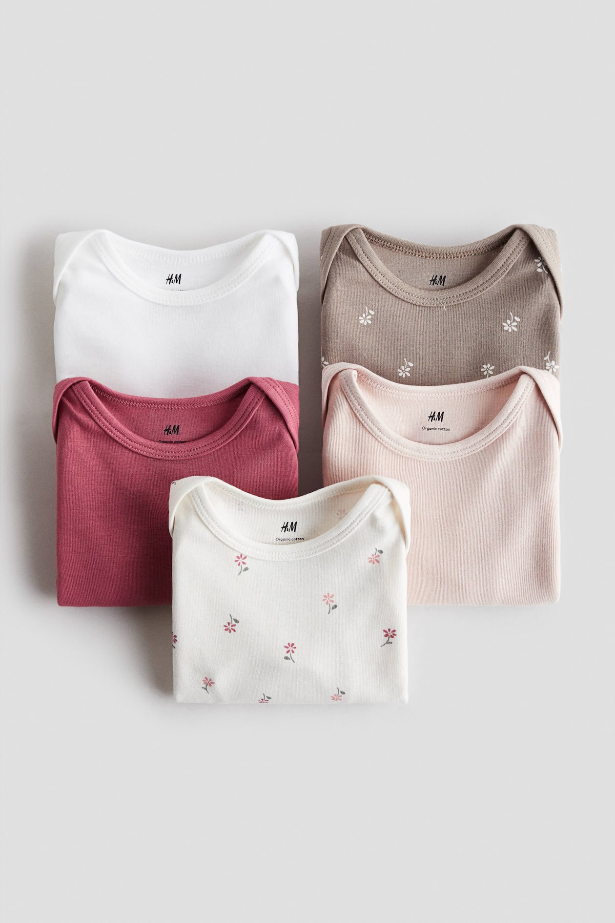 5-pack Long-sleeved Bodysuits - Pink/floral - Kids | H&M US