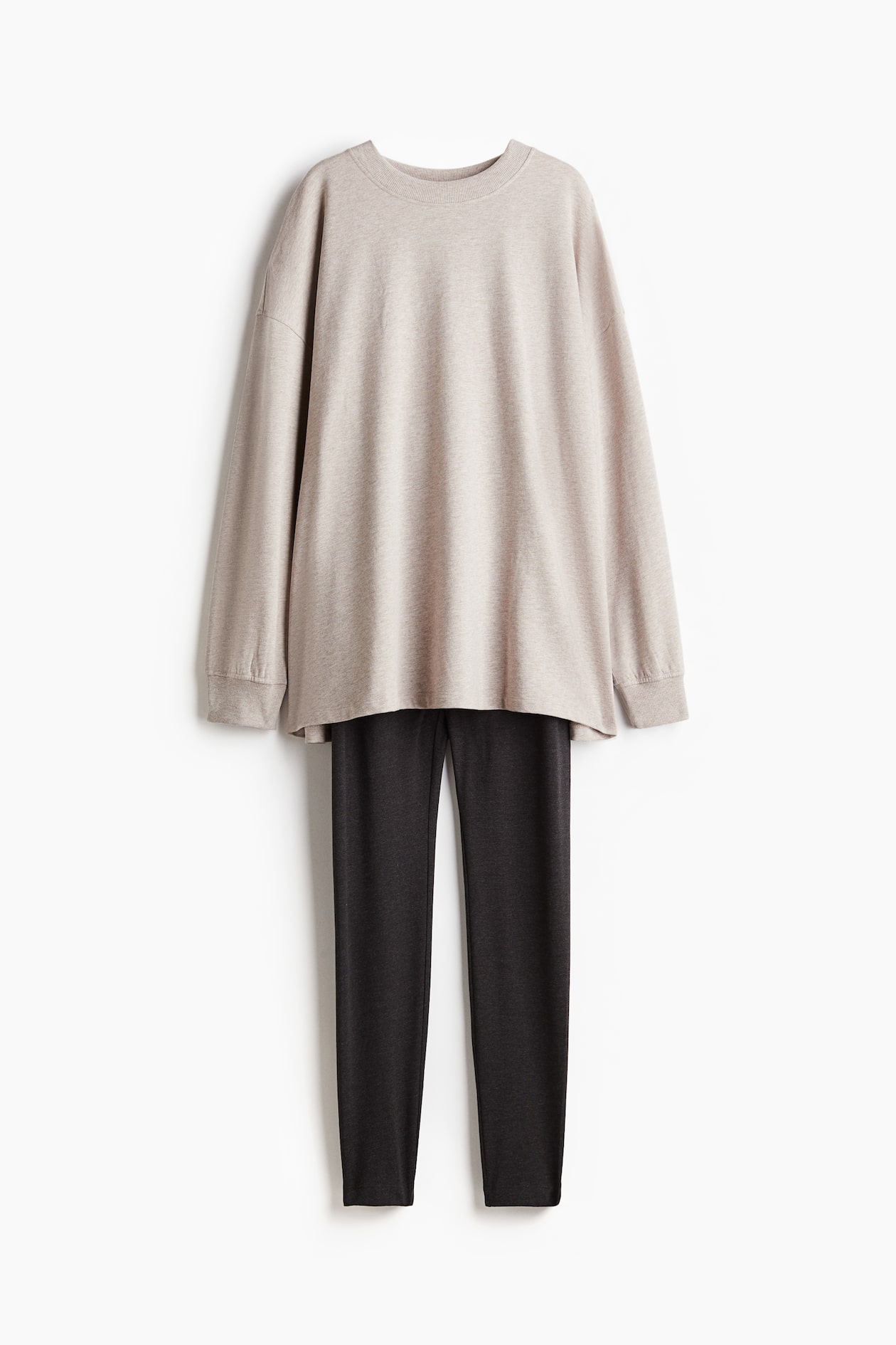 Women's Beige melange/dark gray Printed Pajamas | H&M US