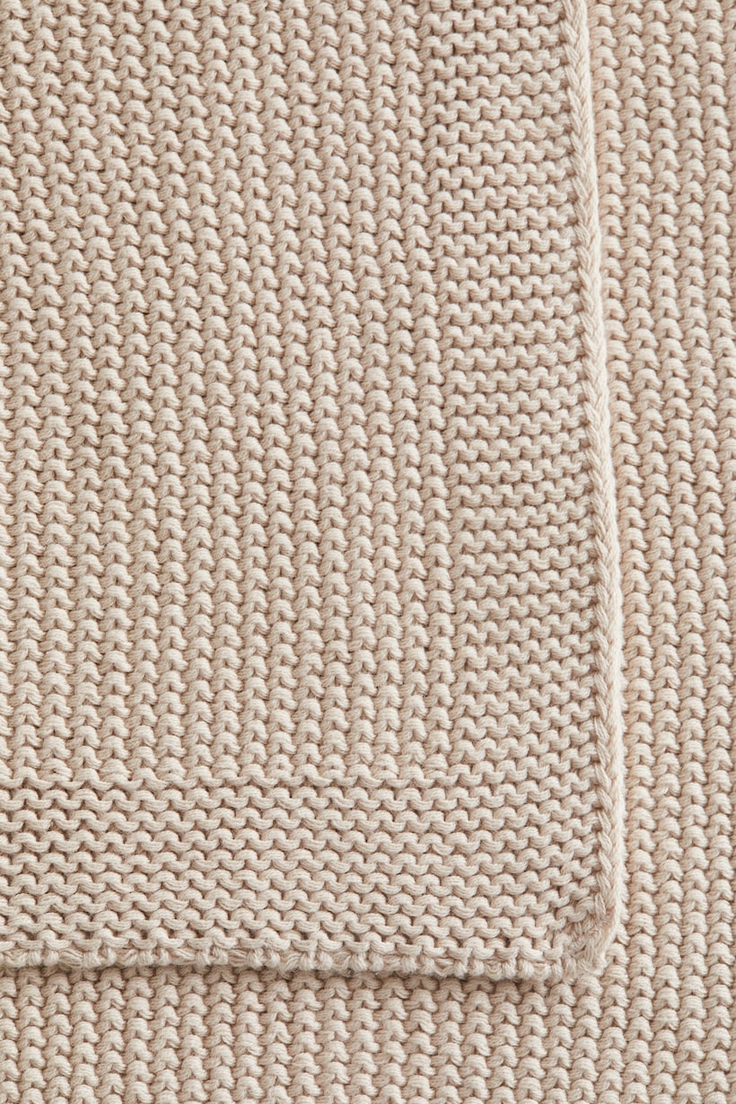 Light beige Moss-Stitched Cotton Baby Blanket at H&M Home | H&M US