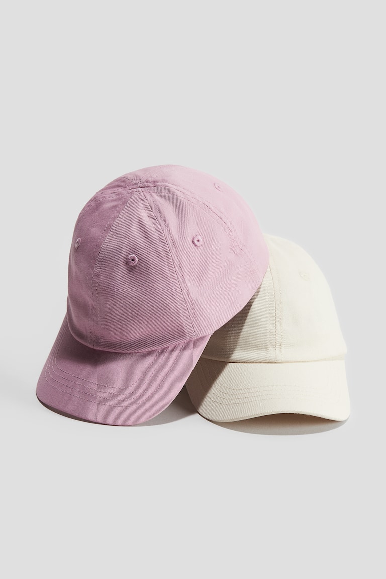 Pink/light beige 2-Pack Cotton Twill Caps for kids | H&M US