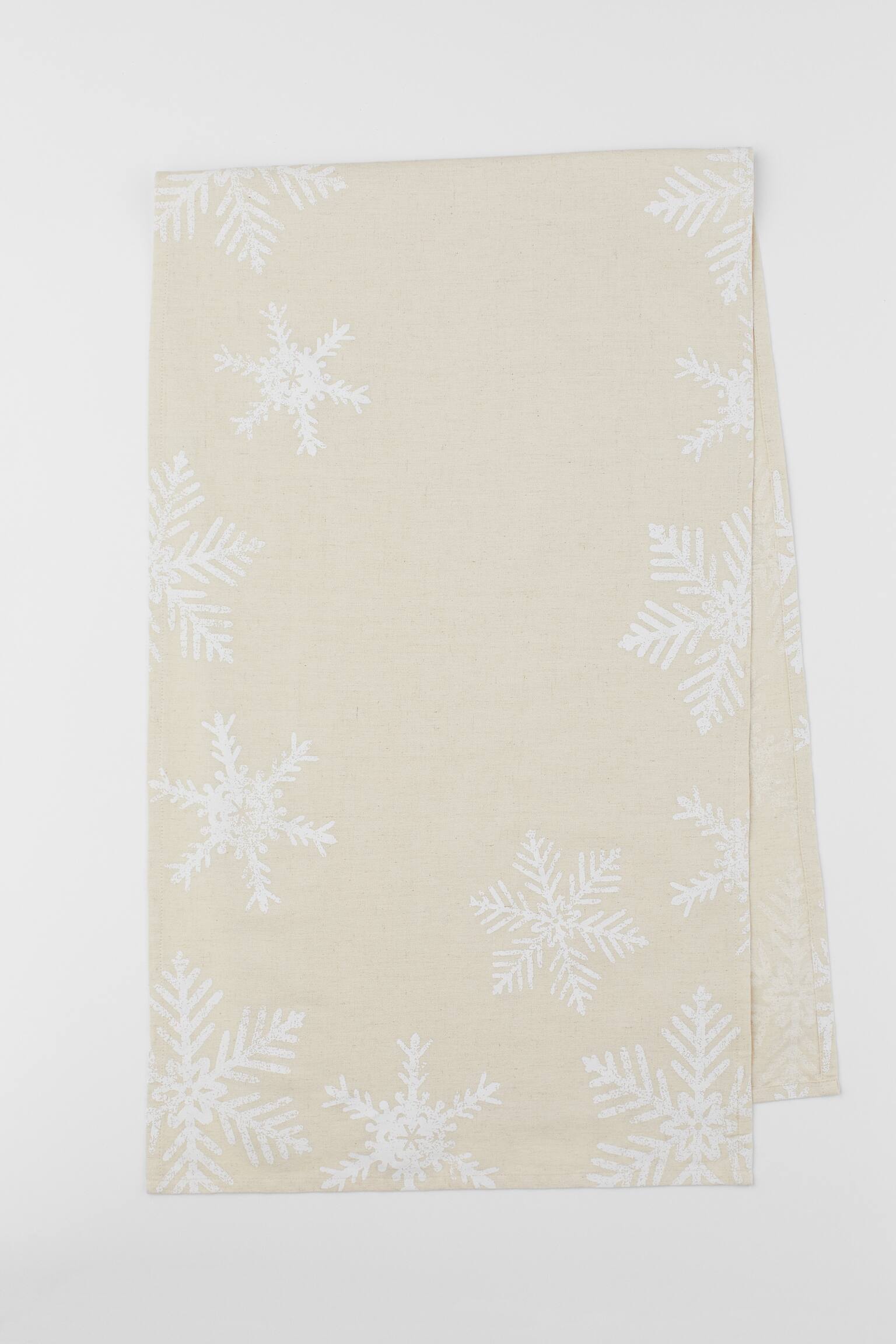 Cotton canvas table runner - Light beige/Snowflakes - Home All | H&M GB
