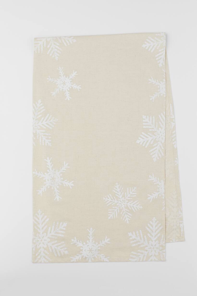 Cotton canvas table runner - Light beige/Snowflakes - Home All | H&M GB