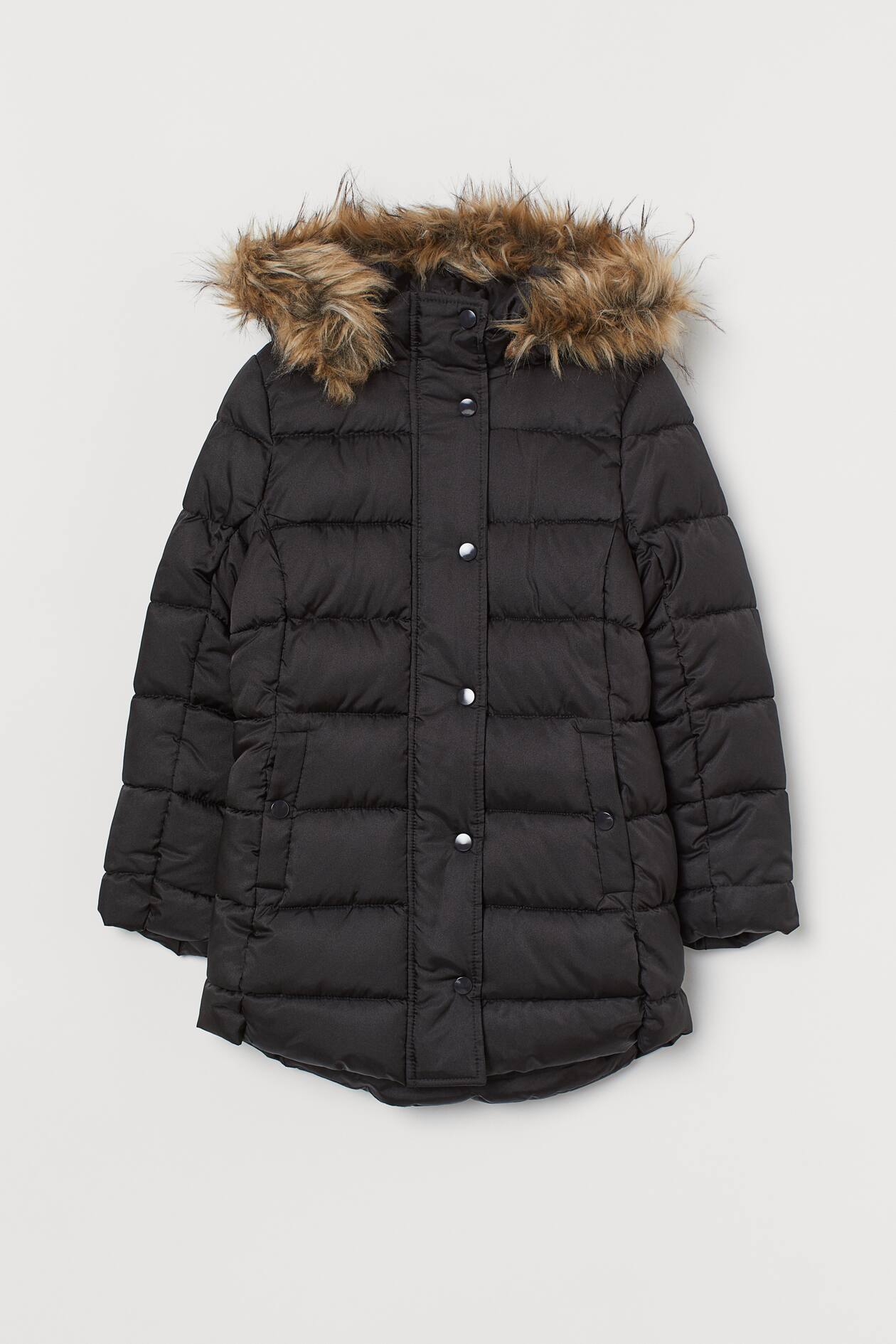 Padded hooded coat - Black - Kids | H&M GB