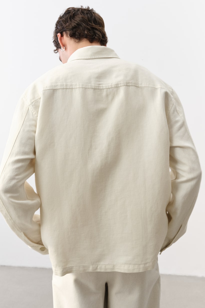 Regular-Fit Linen-Blend Overshirt - Cream - Men | H&M US