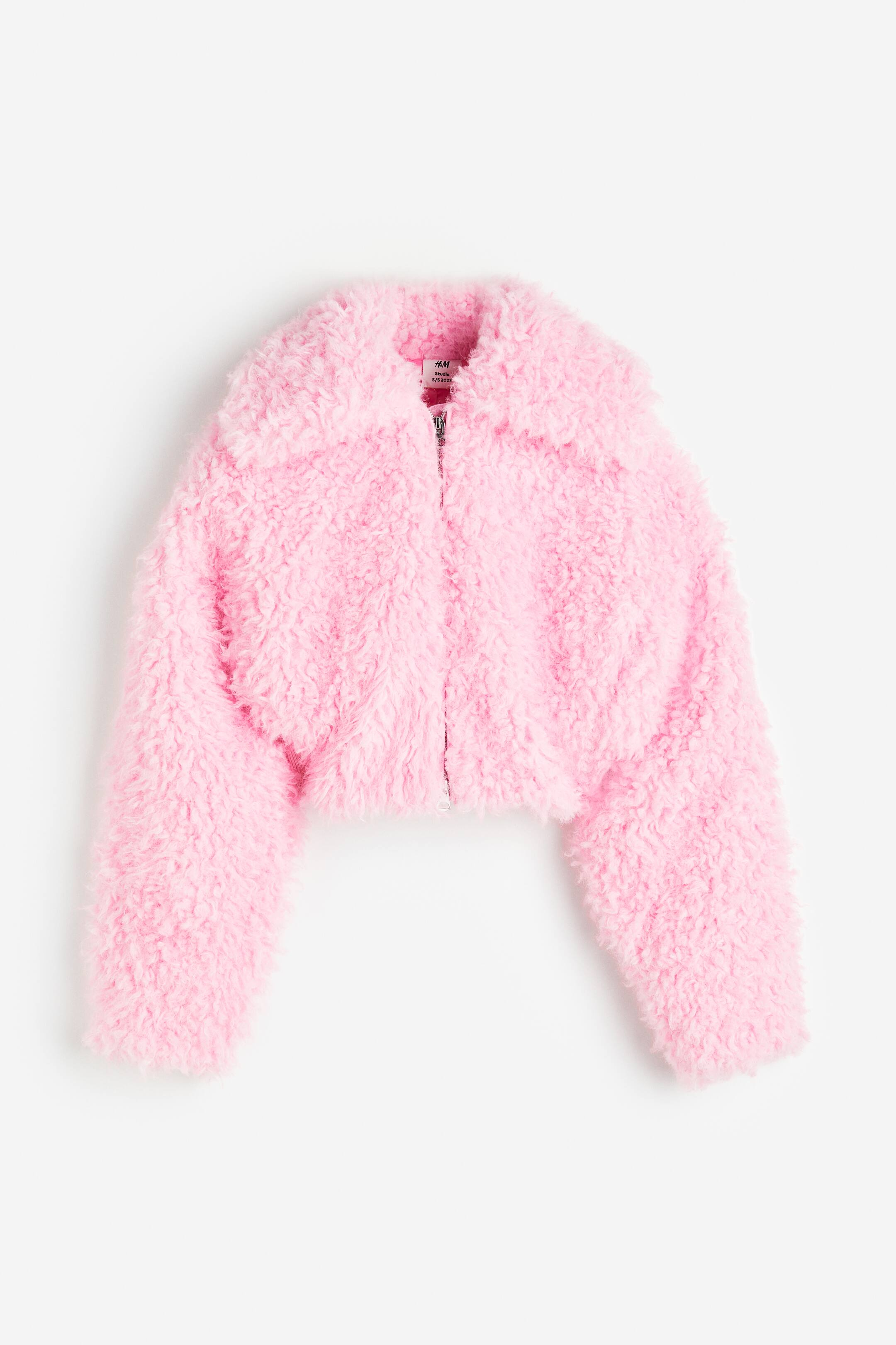 Boxy teddy jacket - Light pink - Ladies | H&M PH