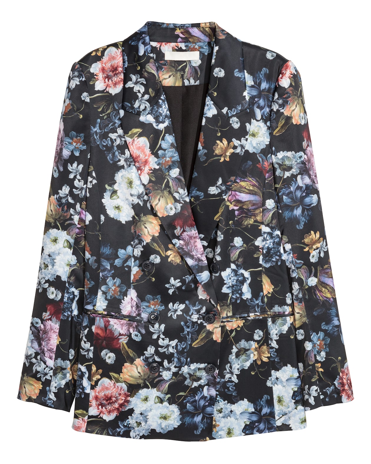 Women's Black/floral Patterned Satin Jacket | H&M CA