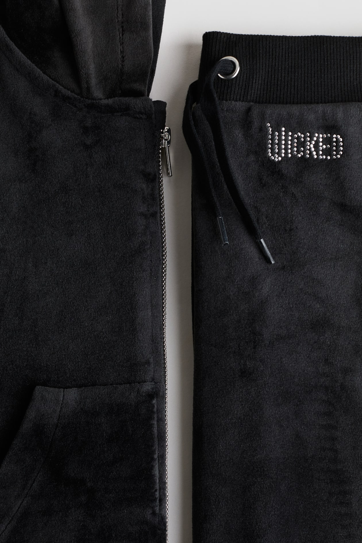 2-piece Velour Set - Black/Wicked - Kids | H&M US