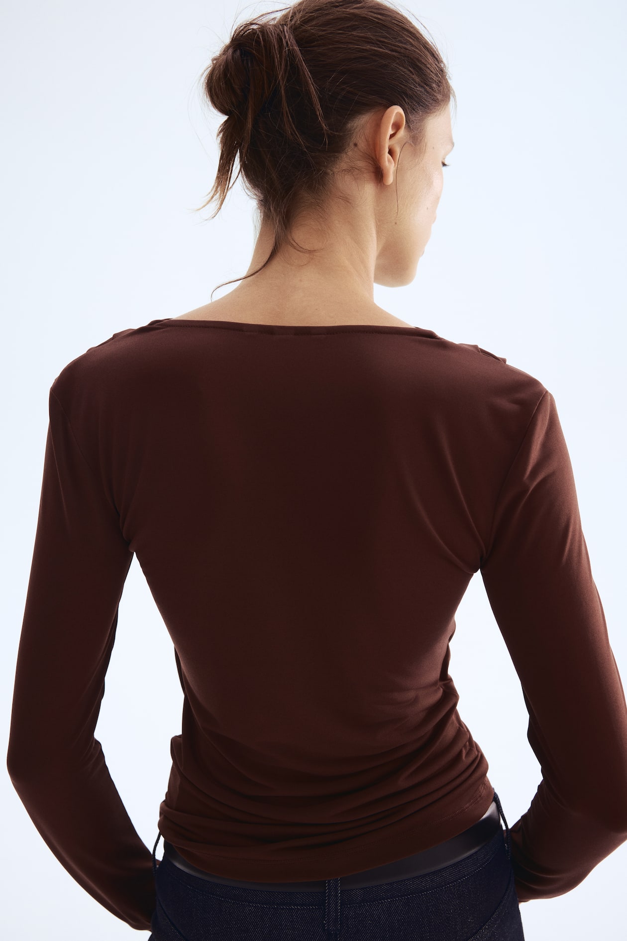 Women's Dark brown Cowl-Neck Top | H&M CA
