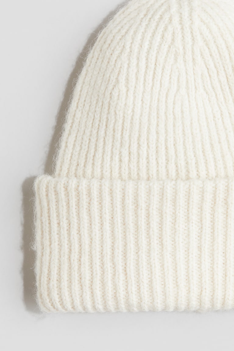 Cream Rib-Knit Beanie for kids | H&M US