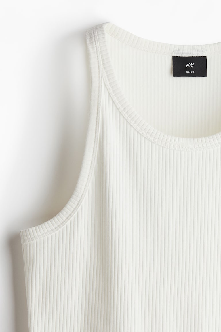 Men’s Cream Slim Fit Ribbed vest top | H&M IN