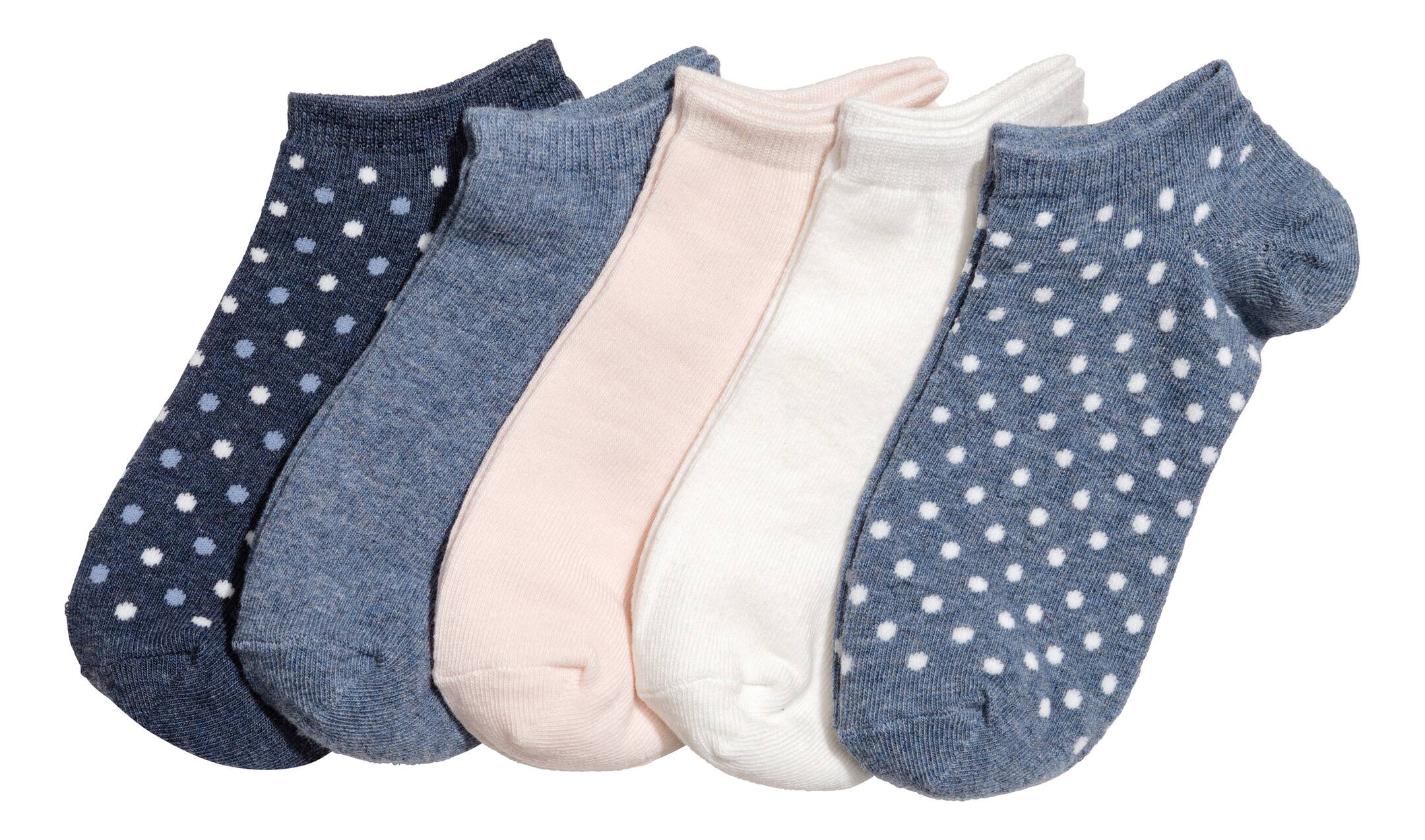 5-pack trainer socks - Blue/Spotted - Ladies | H&M GB