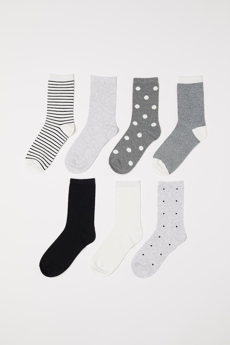 7-pack Socks - Light gray/patterned - Ladies | H&M US