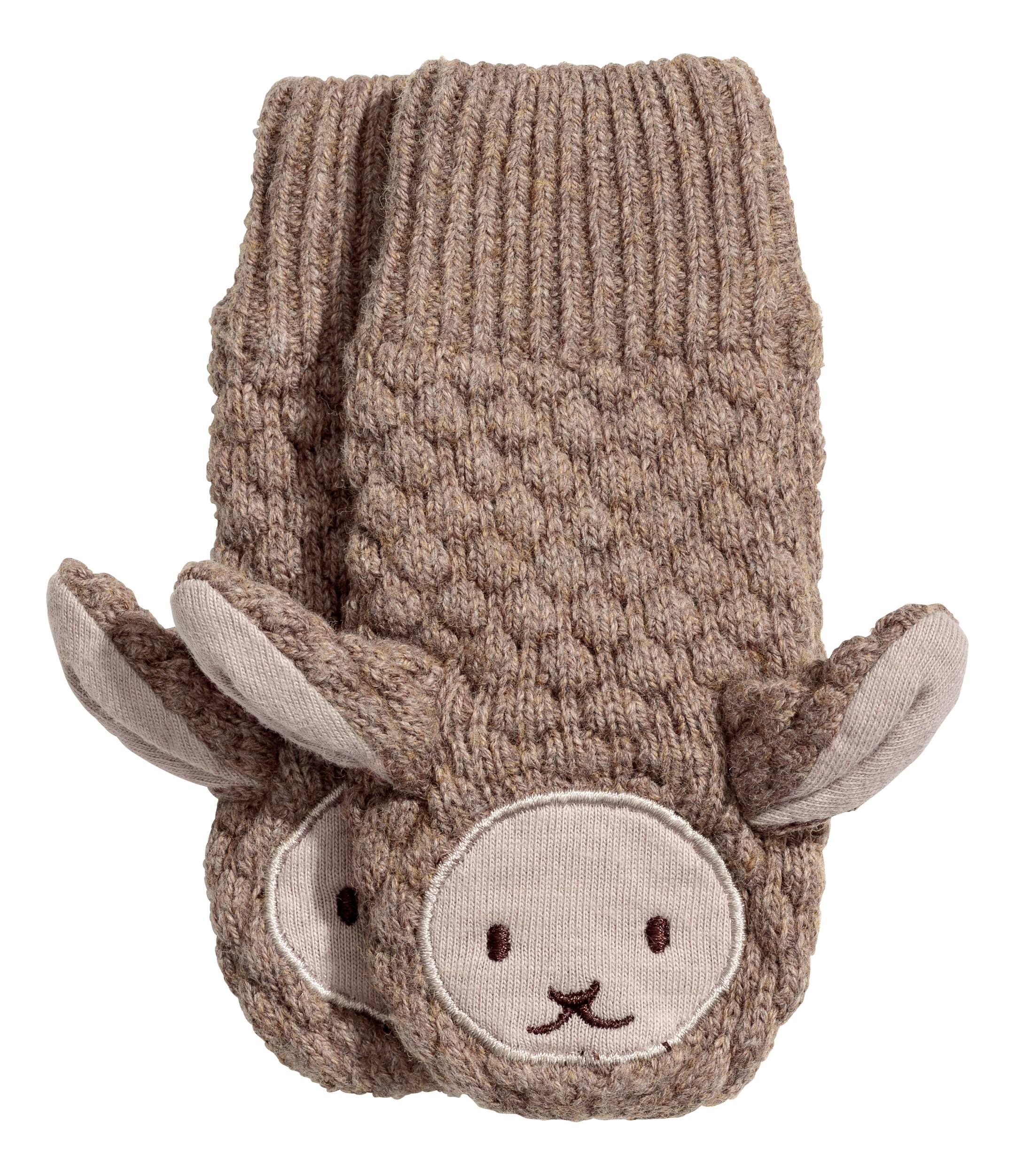 Textured-knit mittens - Mole - Kids | H&M GB