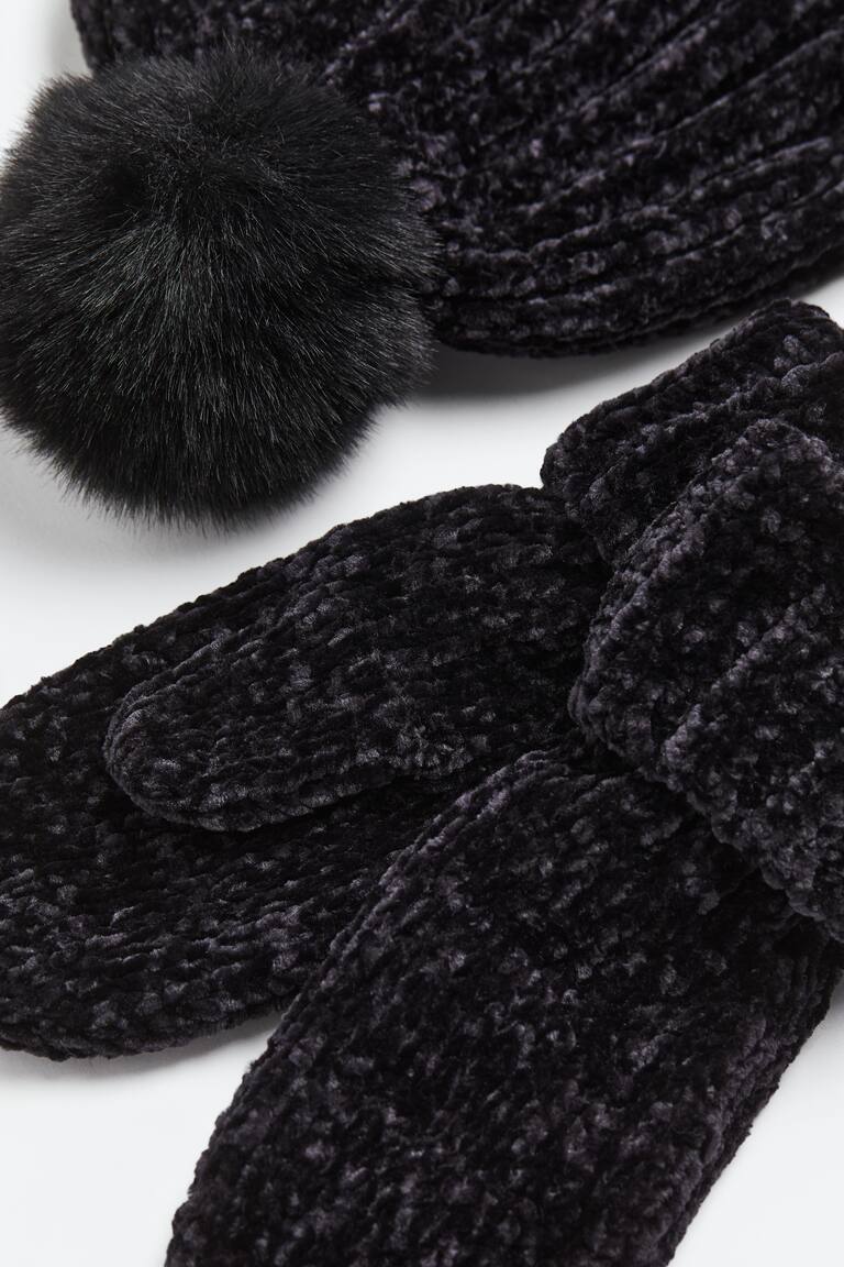 Black 2-piece Chenille Set for kids | H&M US