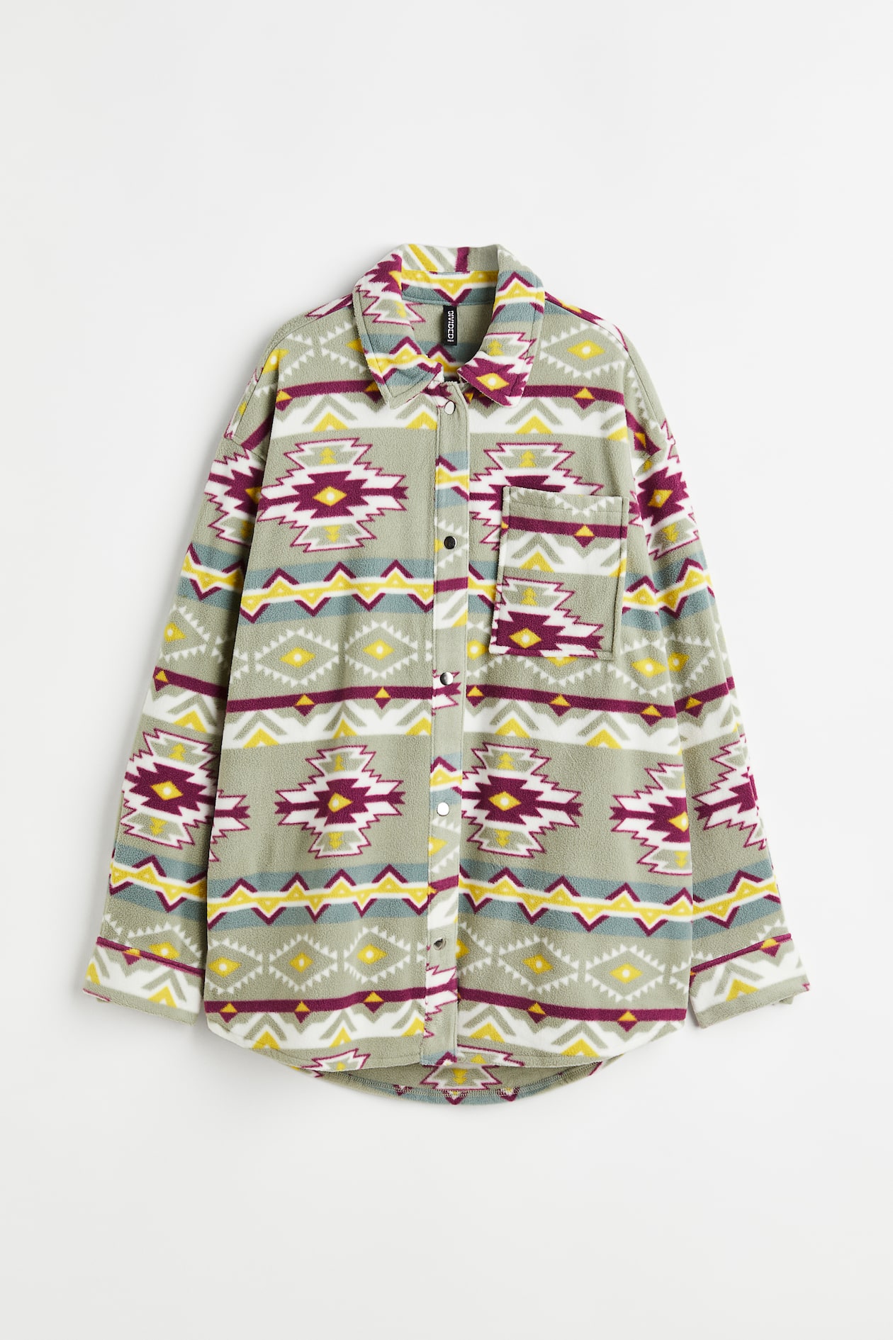 Women's Light green/Patterned Fleece shacket | H&M MY