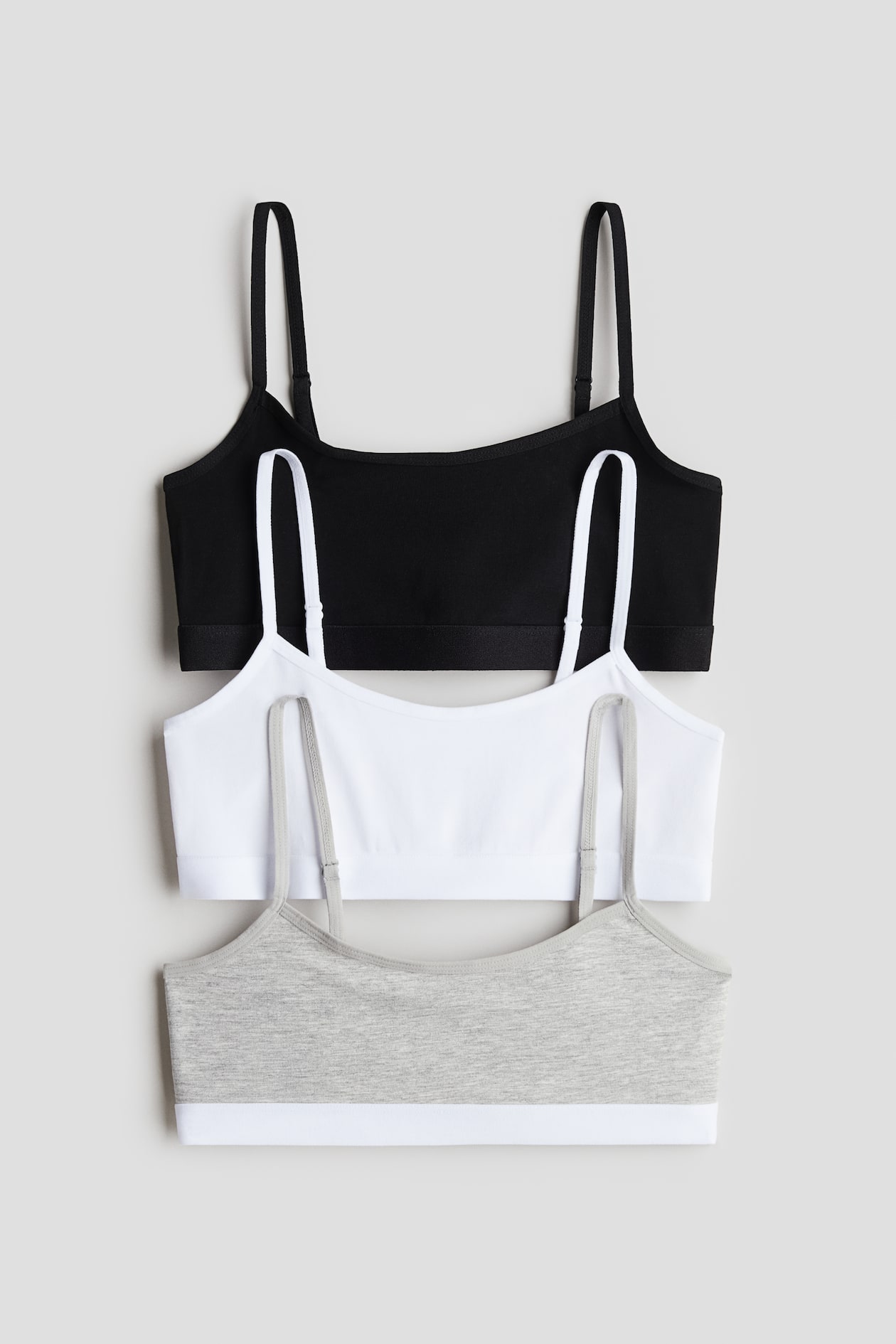 Set de 3 topuri din jerseu - Negru/alb/gri-melanj - COPII | H&M RO