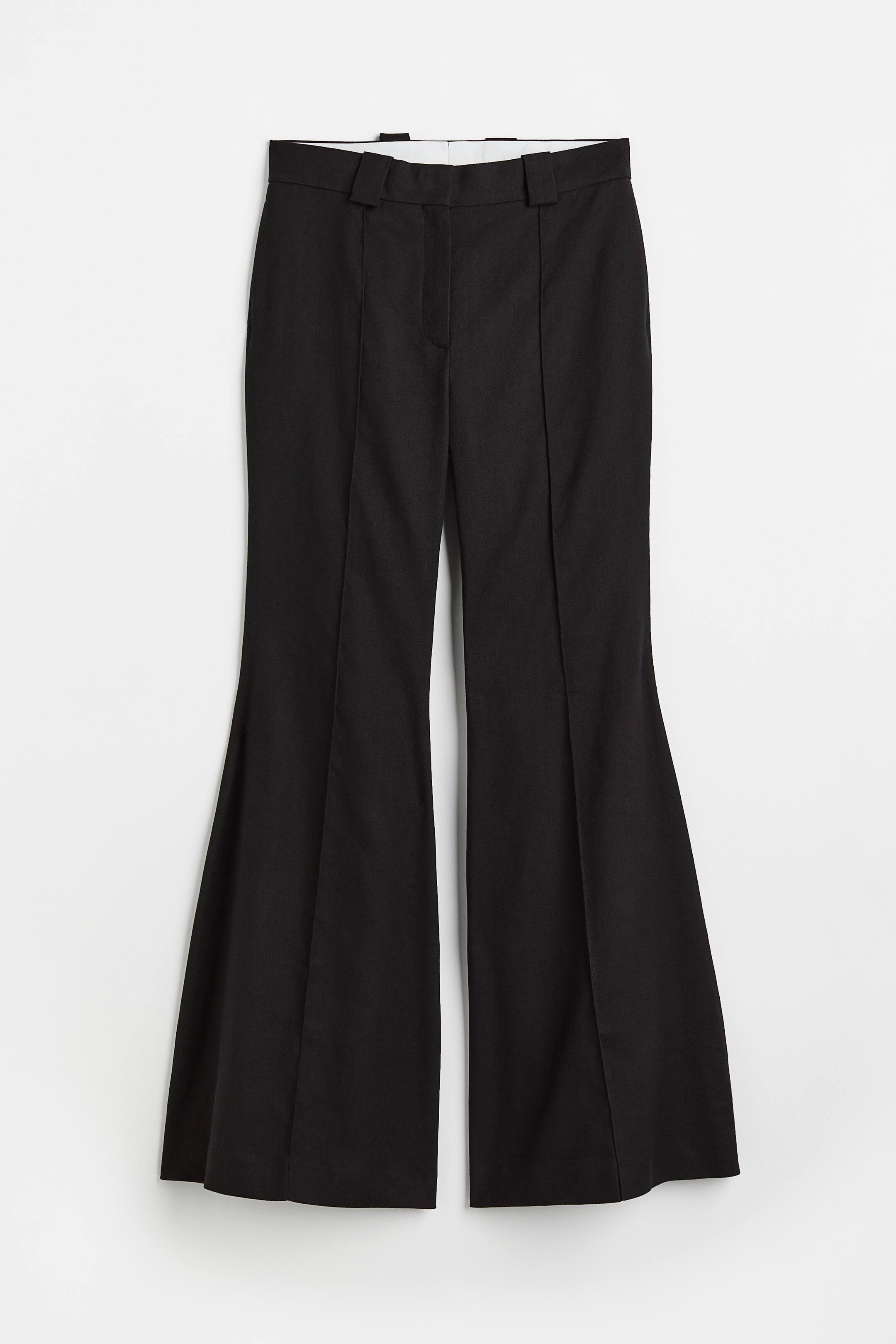 Flared Linen-blend Pants - Black - Ladies | H&M PH