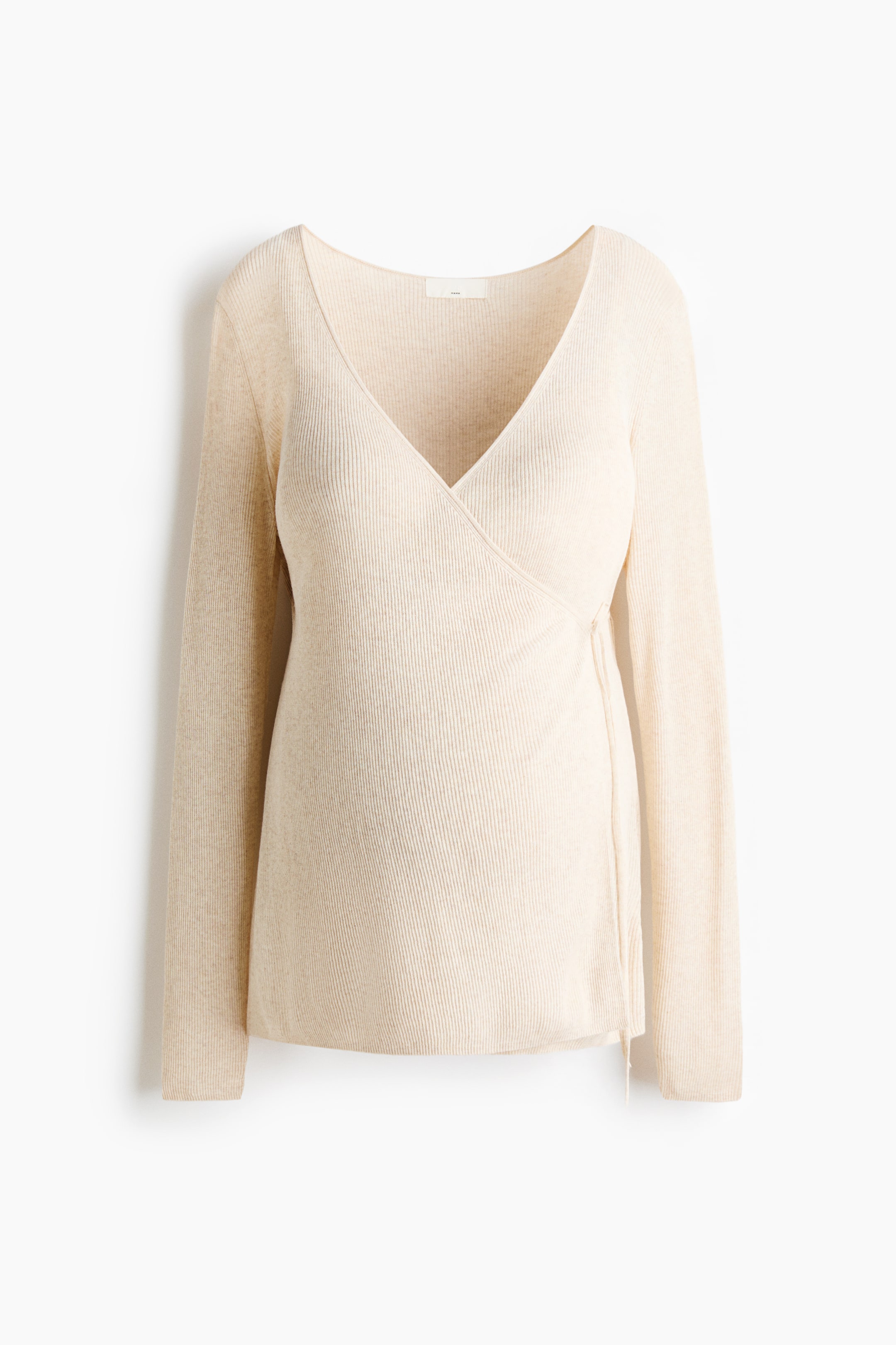 Women's Light beige MAMA Rib-Knit Wrap Cardigan | H&M CA
