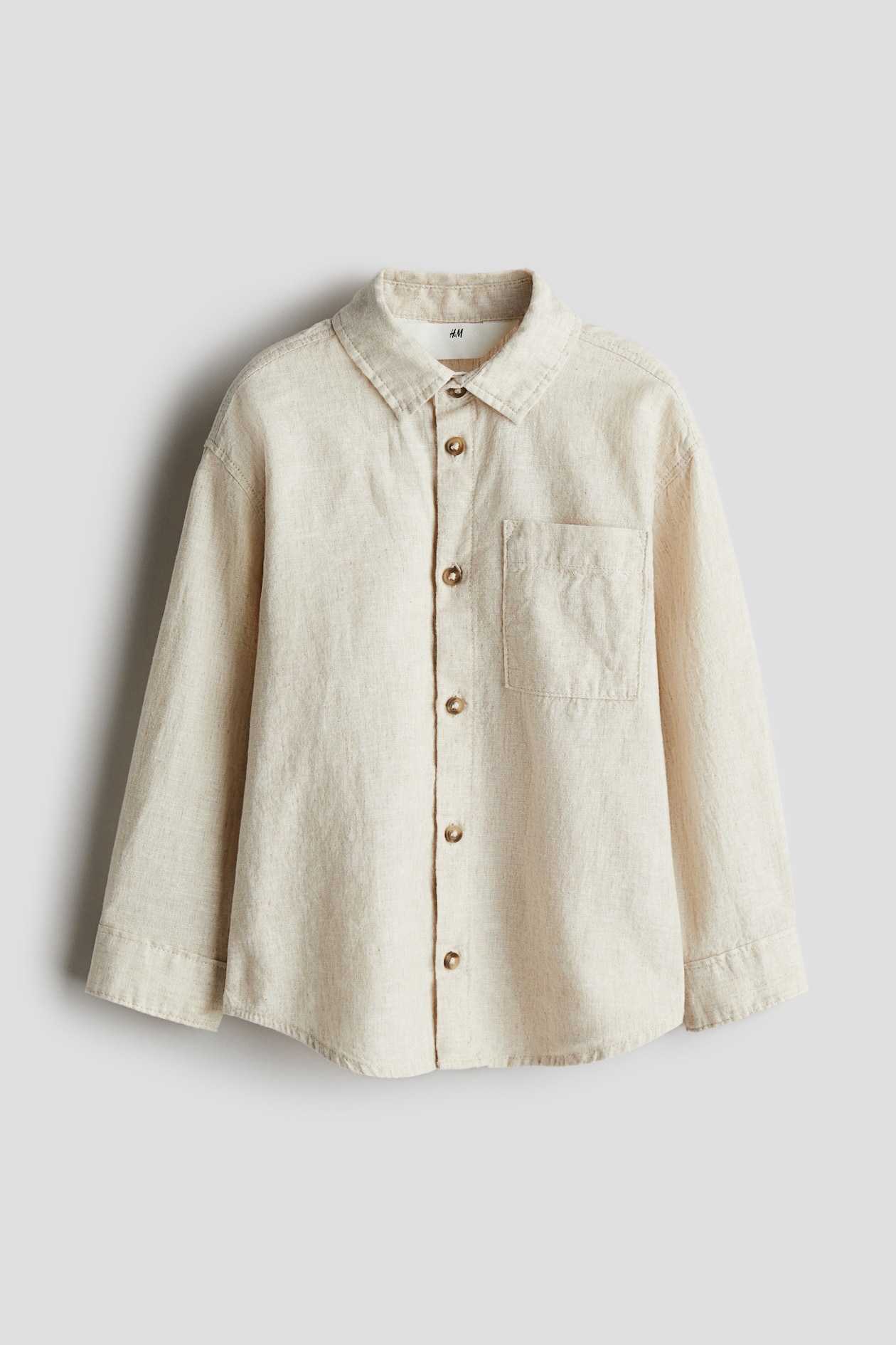 Linen-Blend Shirt - Light beige - Kids | H&M US