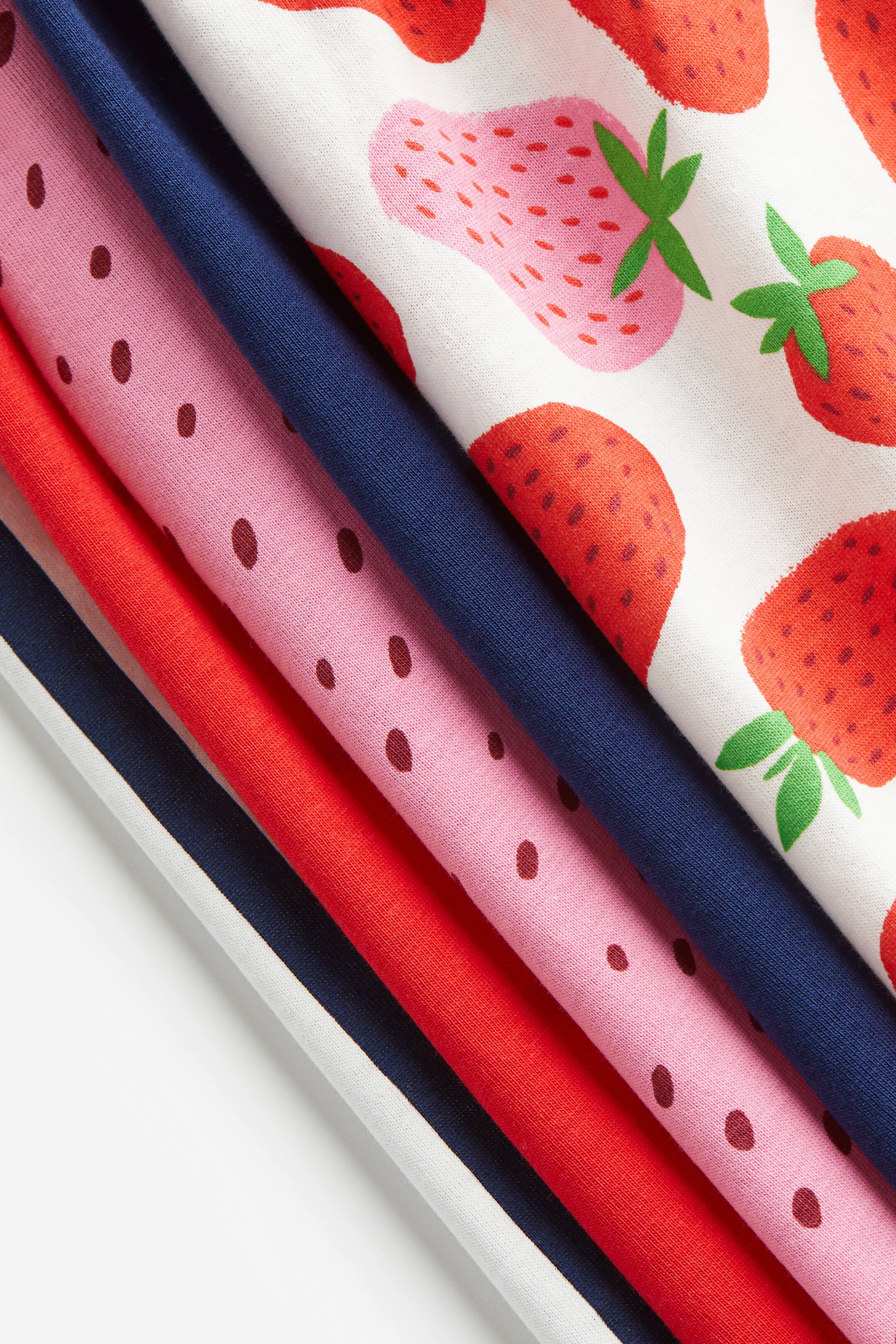 Bright red/strawberries 5-pack Cotton Jersey Dresses for kids | H&M US