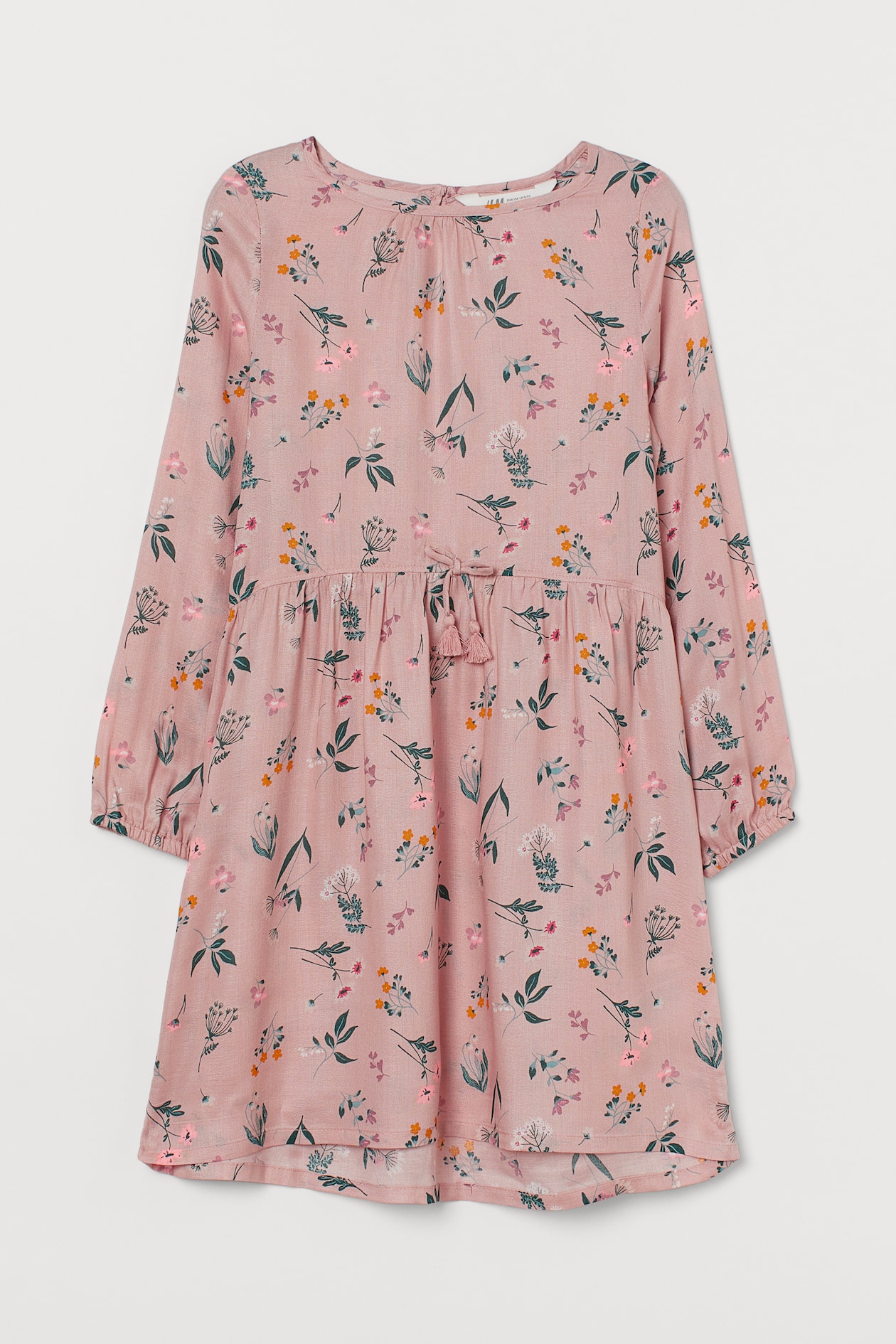 Modal dress - Round neck - Long sleeve - Light pink/Floral - Kids | H&M IE
