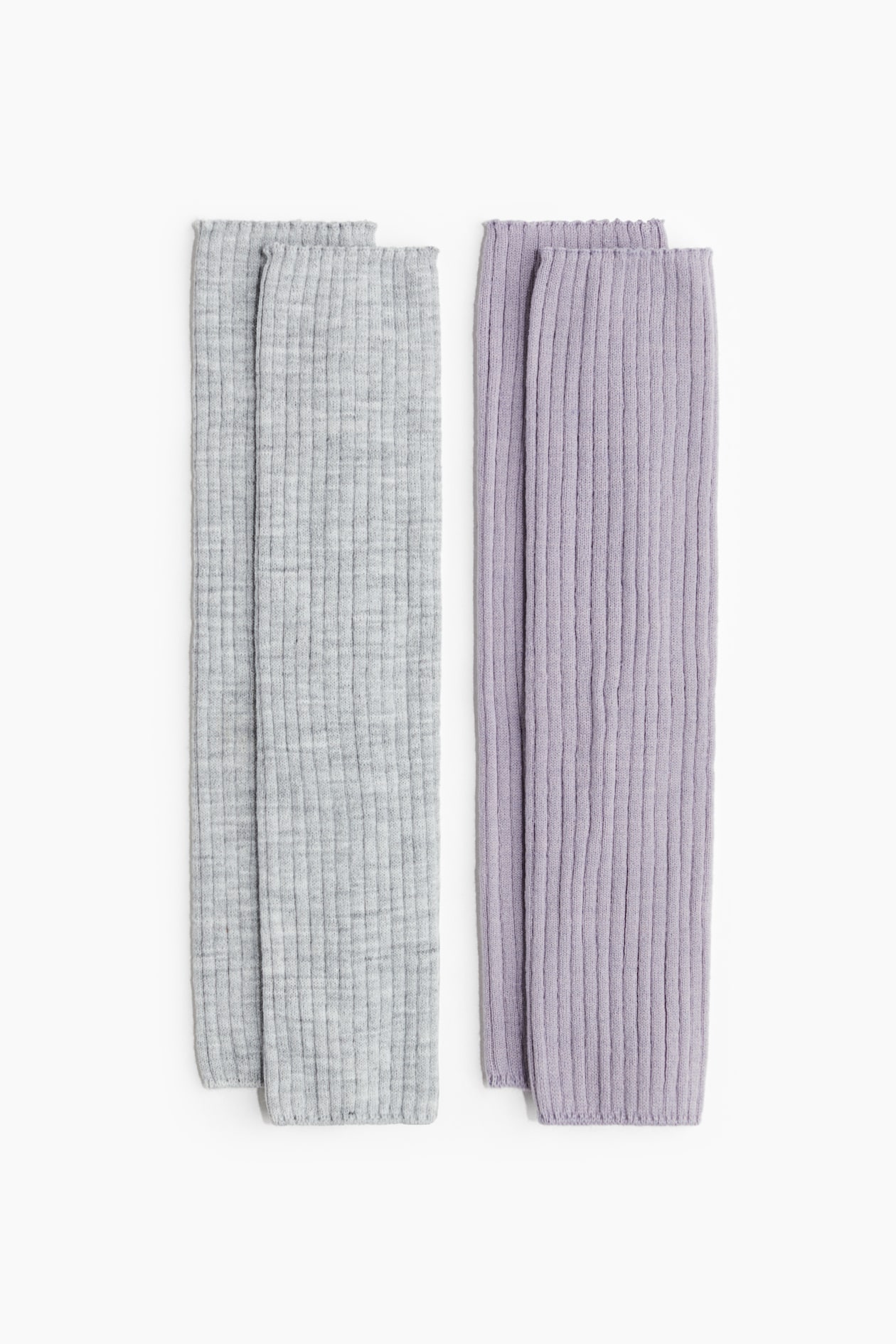 Getry z dzianiny w prążki 2-pak - Liliowy/Szary melanż - Dziecko | H&M PL