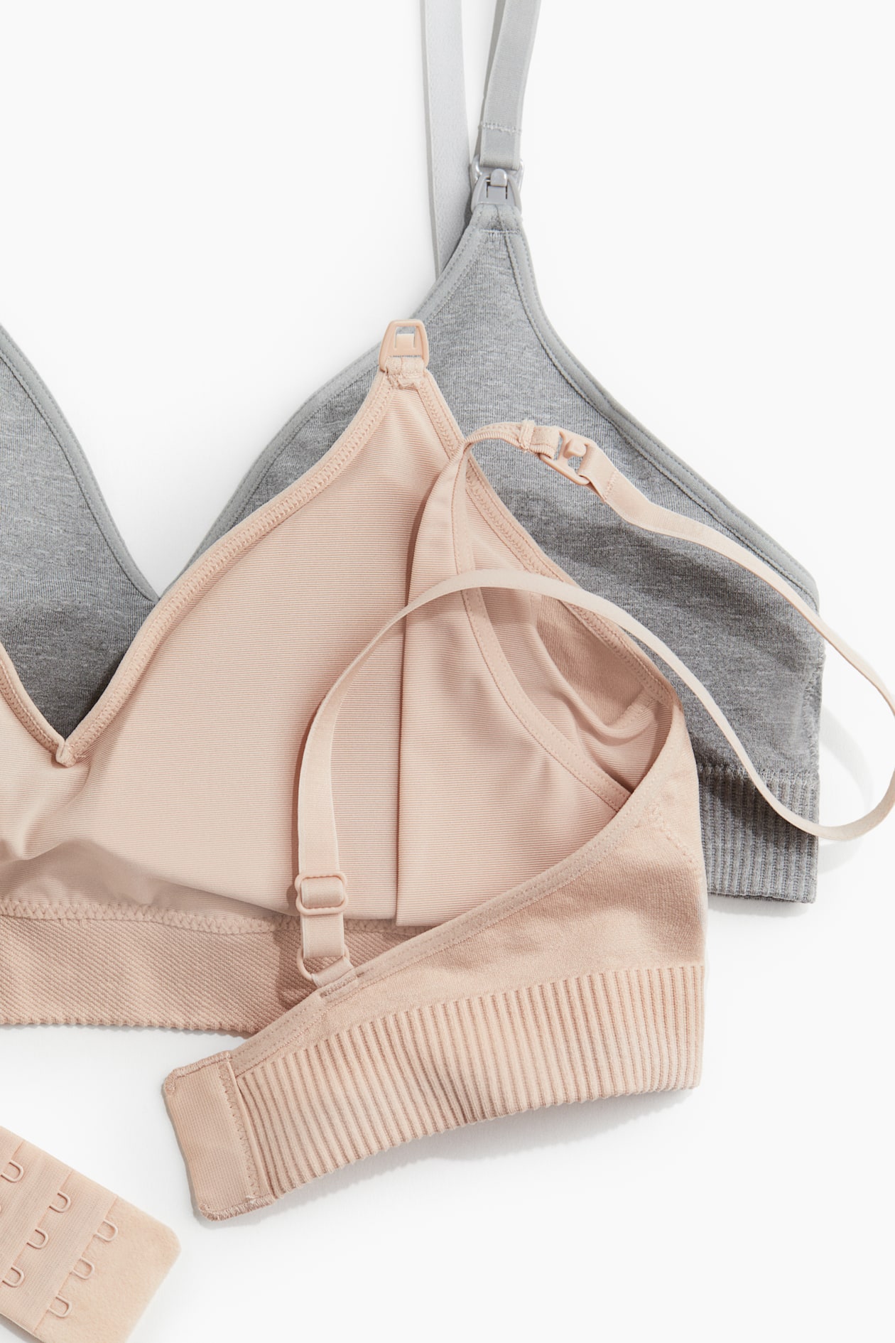 MAMA 2-pack Seamless Padded Nursing Bras - Light beige/gray melange ...