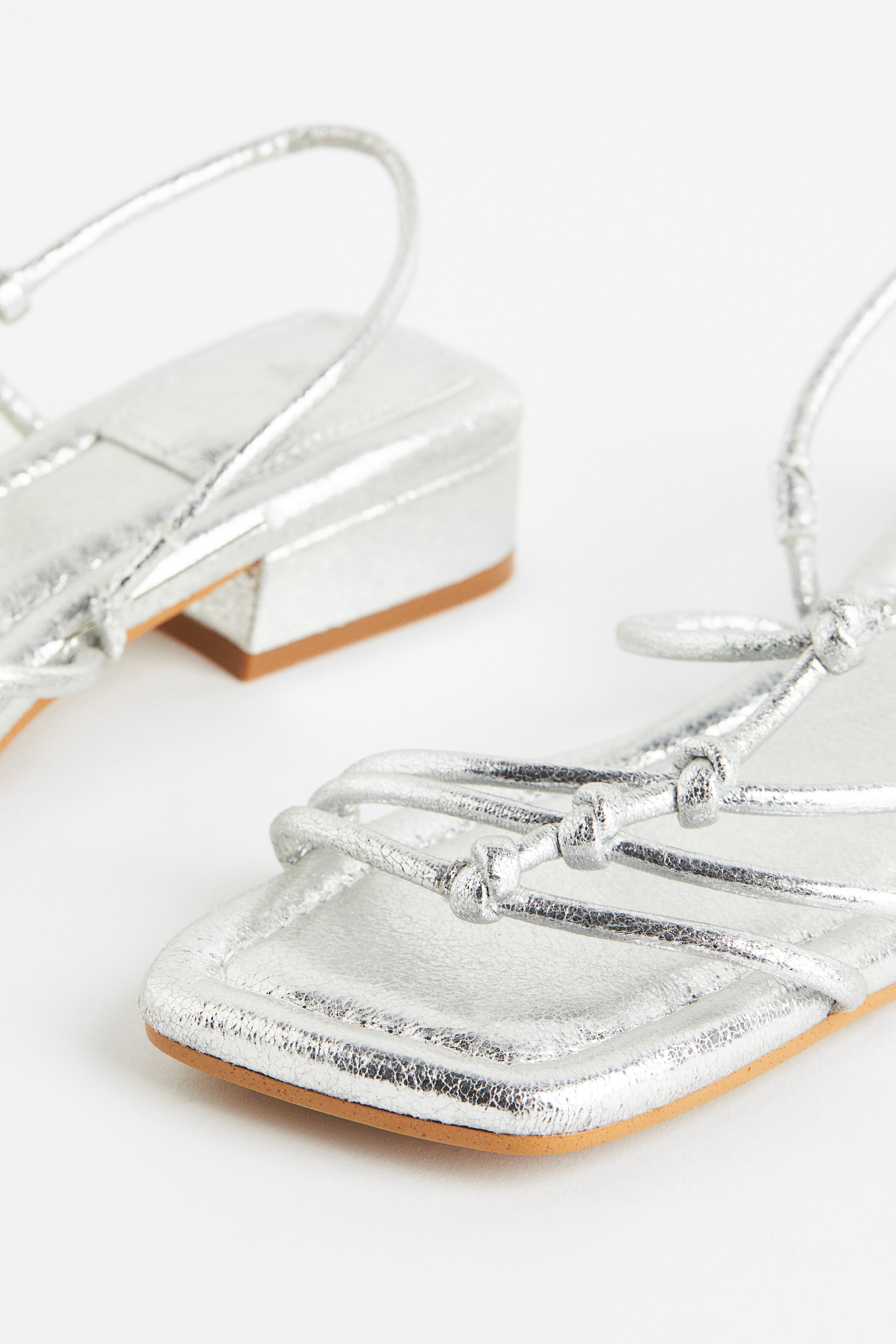 Knot Detail Strappy Sandals - Silver colour - Ladies | H&M AU
