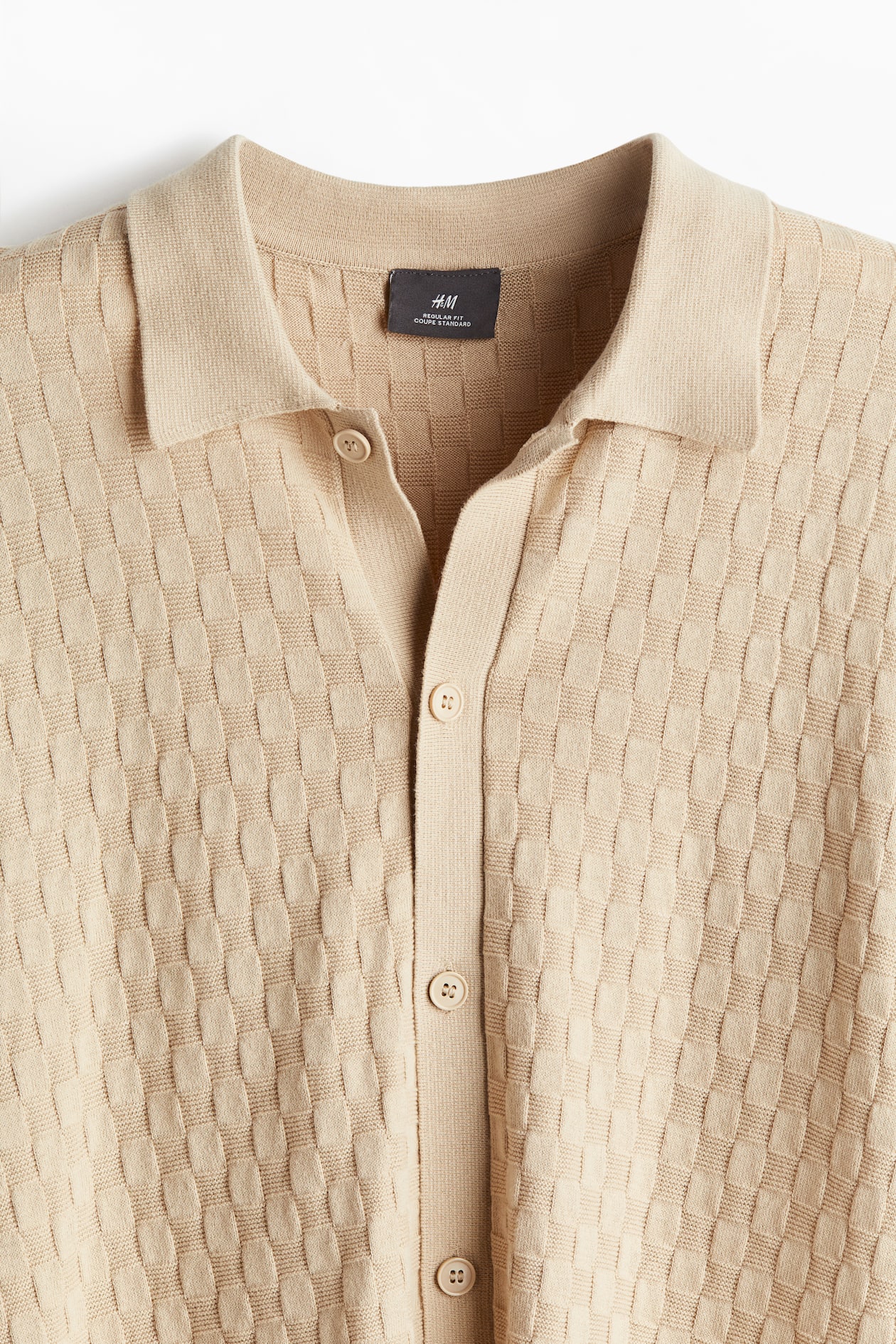 Regular Fit Textured-knit shirt - Beige - Men | H&M IN