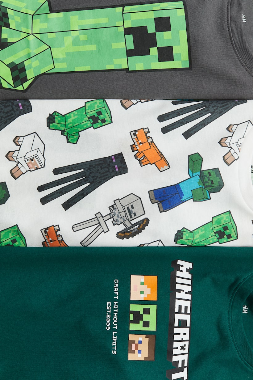 Green/Minecraft 3-pack Long-sleeved T-shirts for kids | H&M US