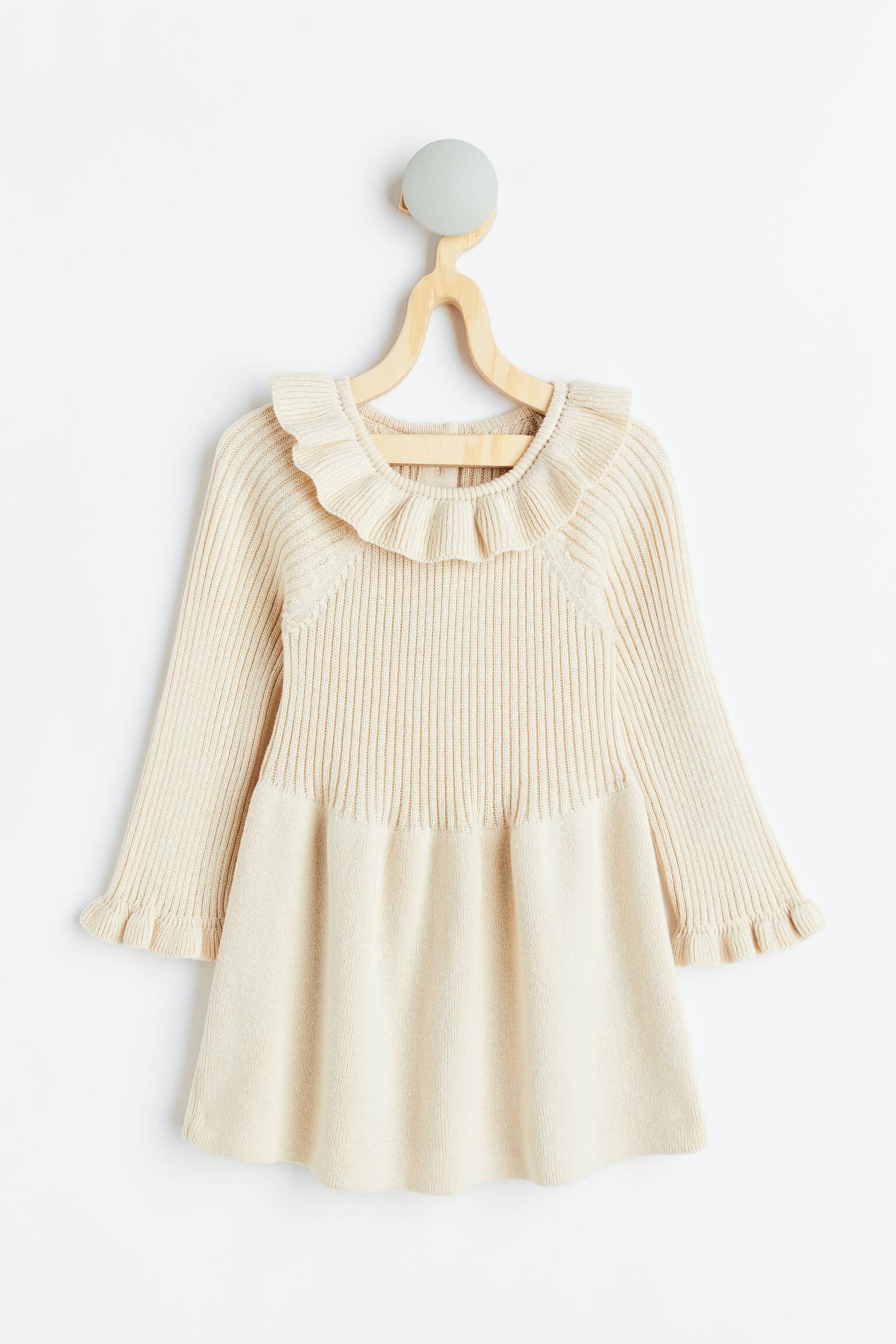 Collared rib-knit dress - Light beige - Kids | H&M HK