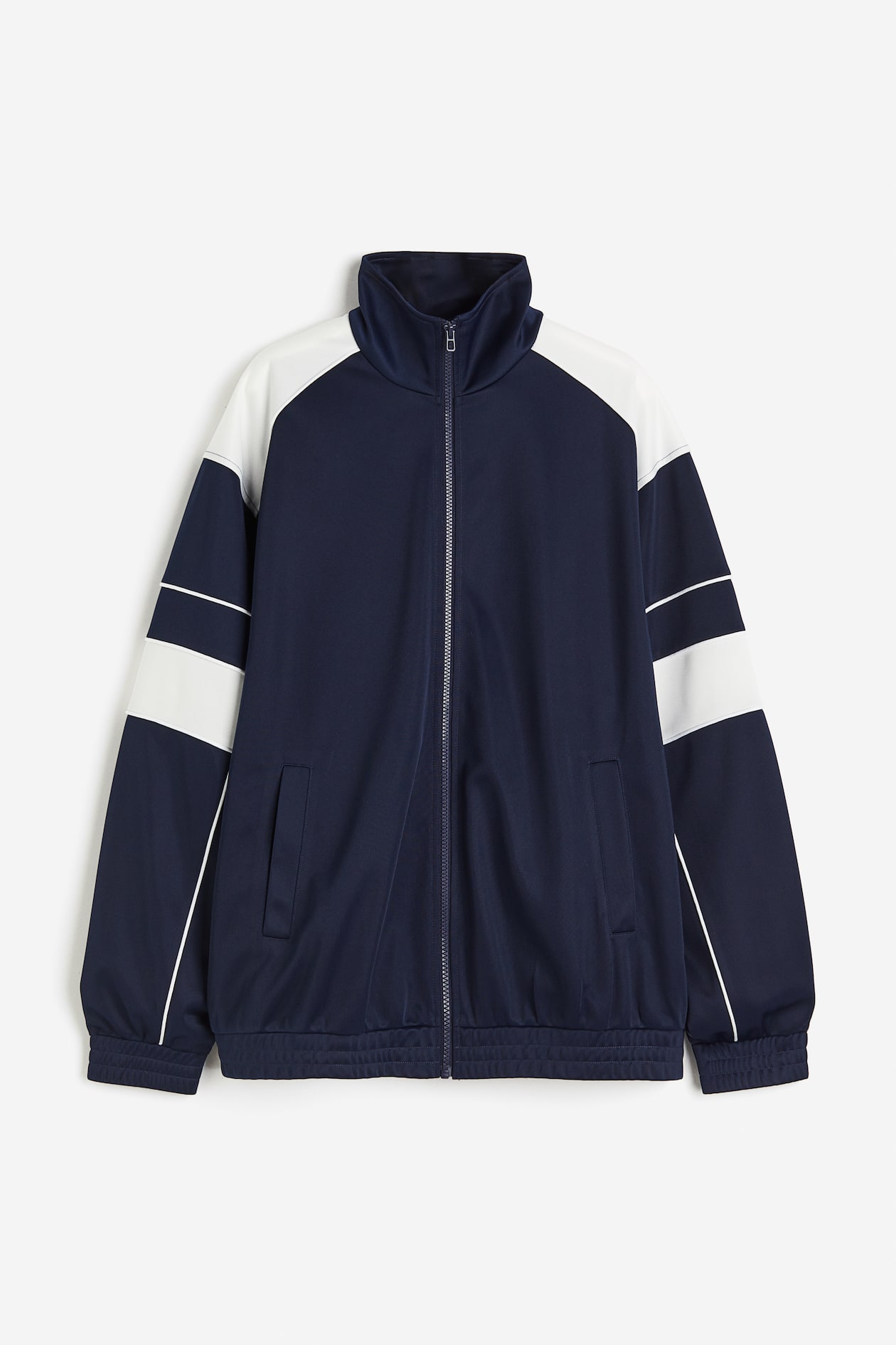 Women's Dark blue/Block-coloured Oversized track jacket | H&M MY
