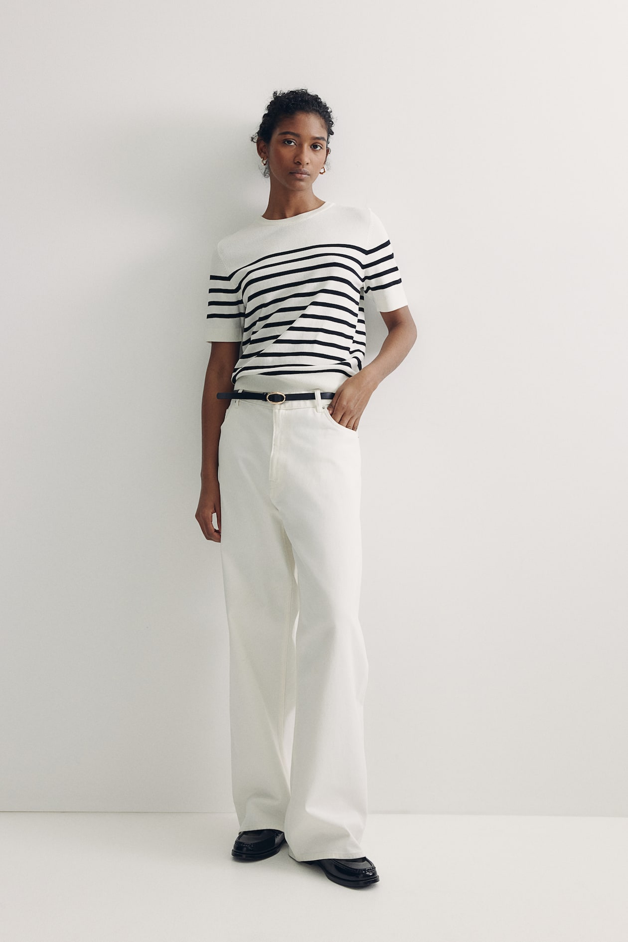 Fine-Knit Top - White/striped - Ladies | H&M US