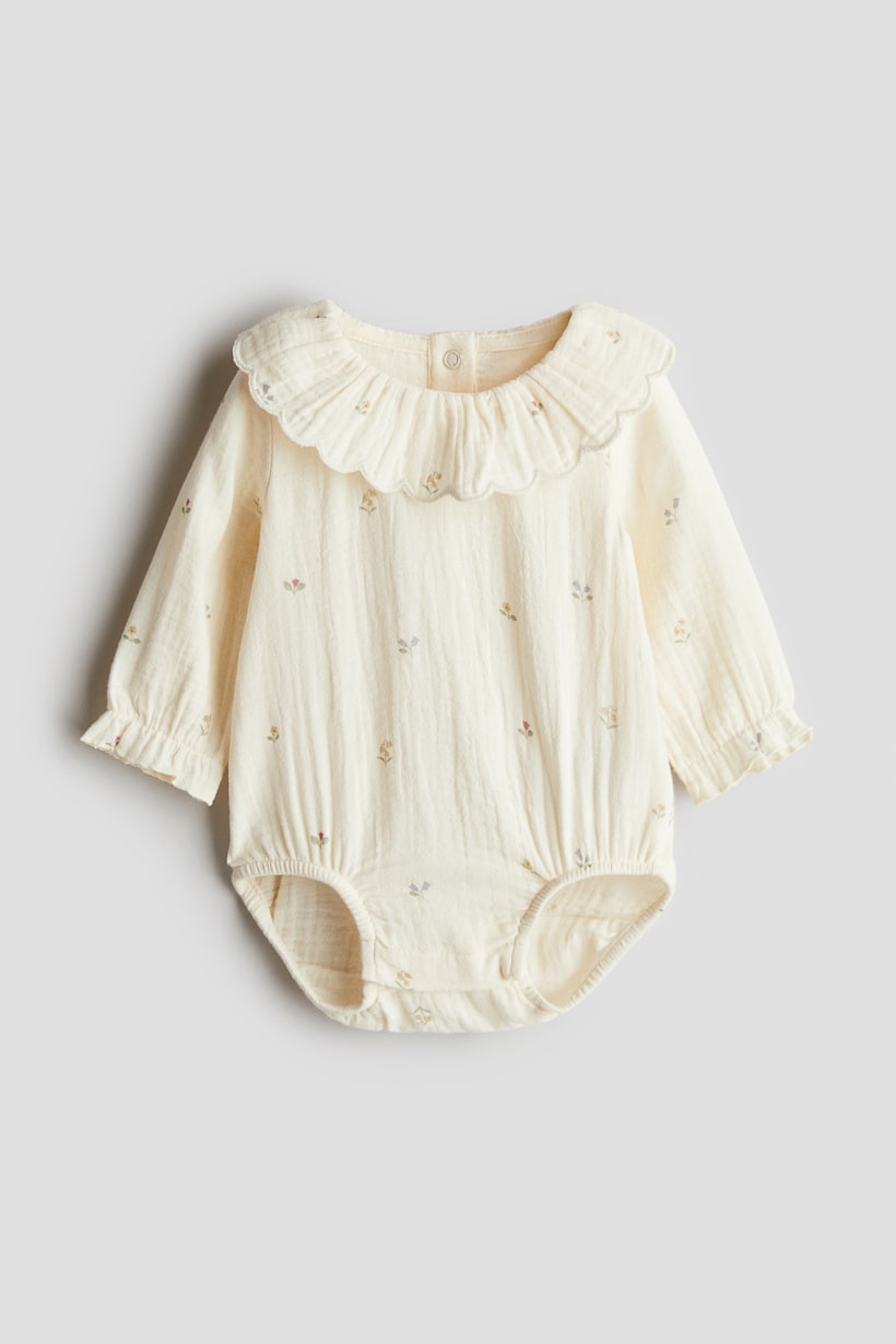 Cotton Muslin Romper Suit - Cream/floral - Kids | H&M US