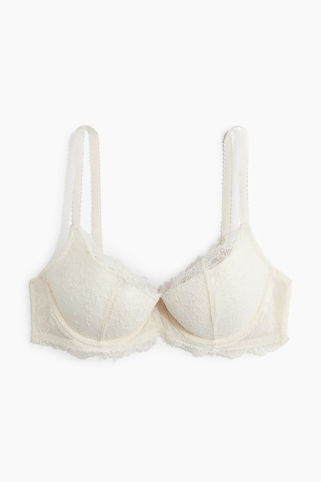Women's Cream Padded underwired demi lace bra | H&M GB