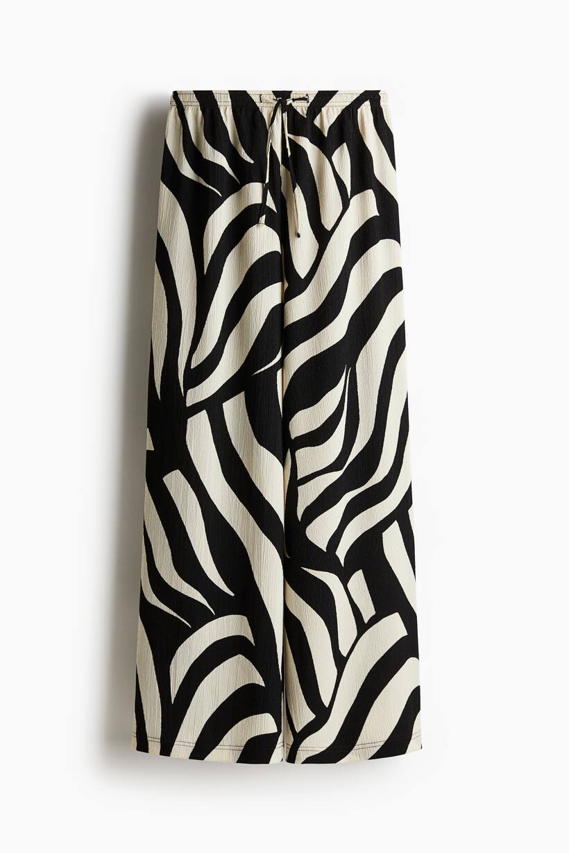 Women's Black/patterned Textured Jersey Drawstring Pants | H&M US