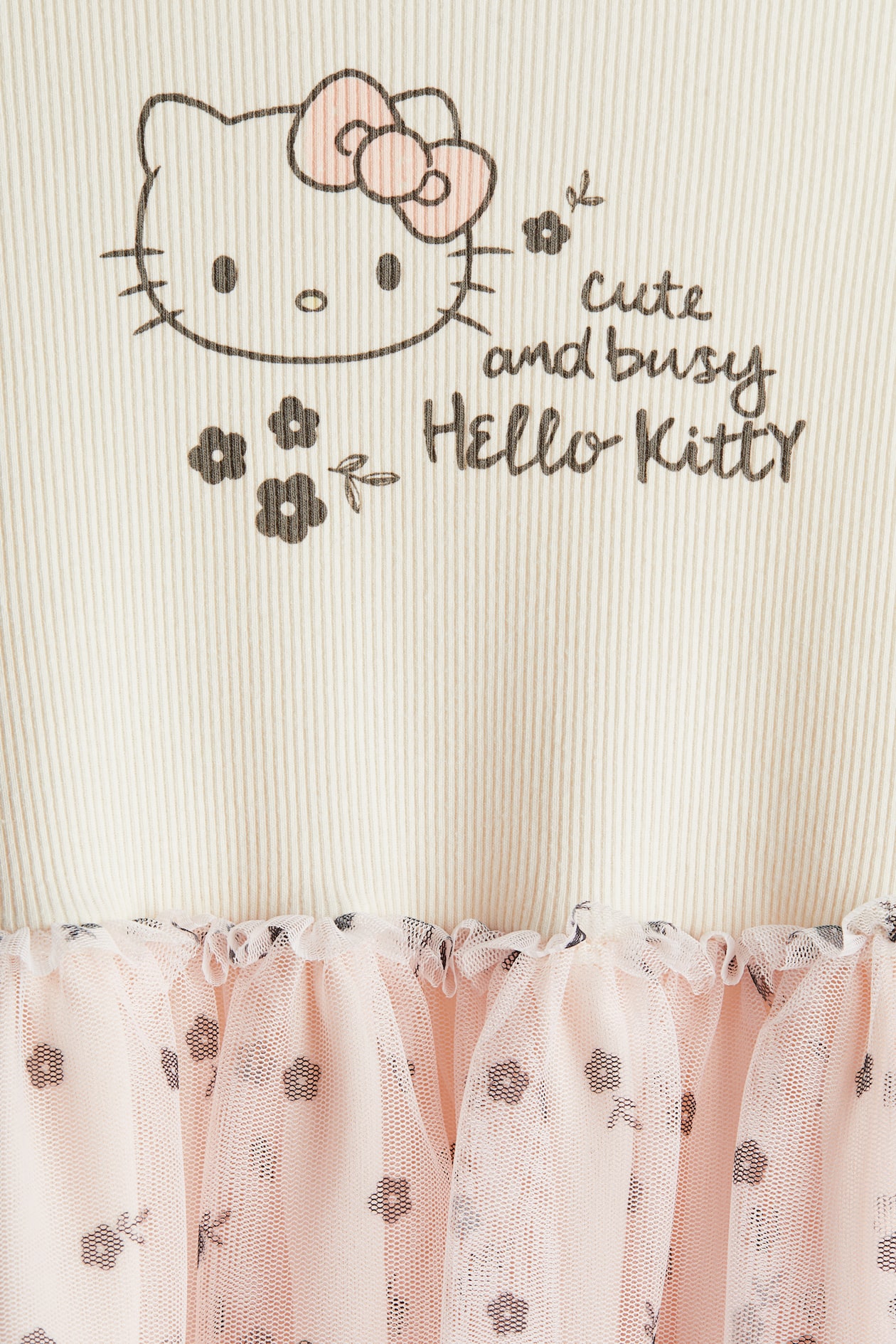 Pink/Hello Kitty Printed Tulle-Skirt Dress for kids - Knee-length ...