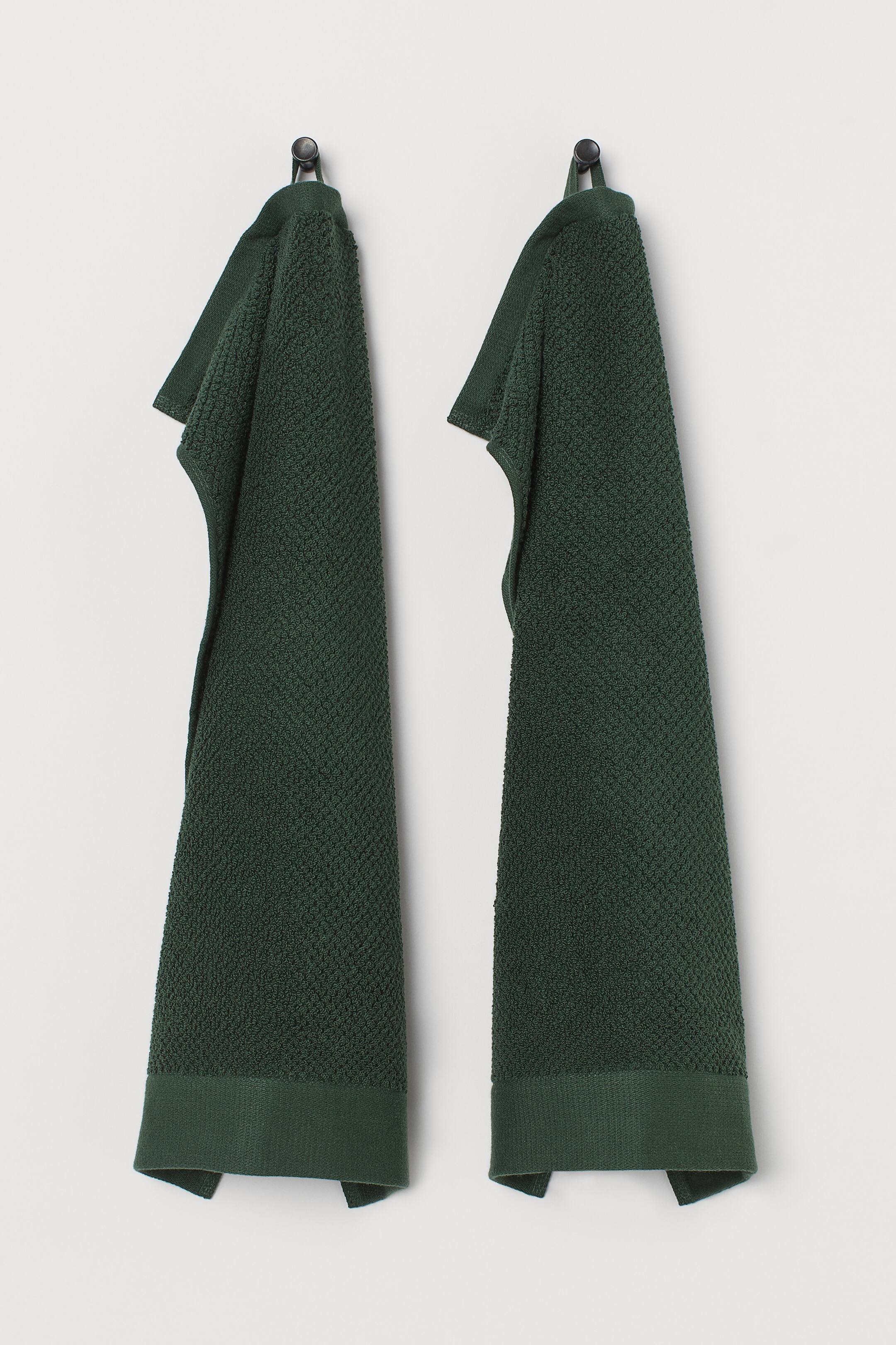 2-pack cotton guest towels - Dark green - Home All | H&M GB