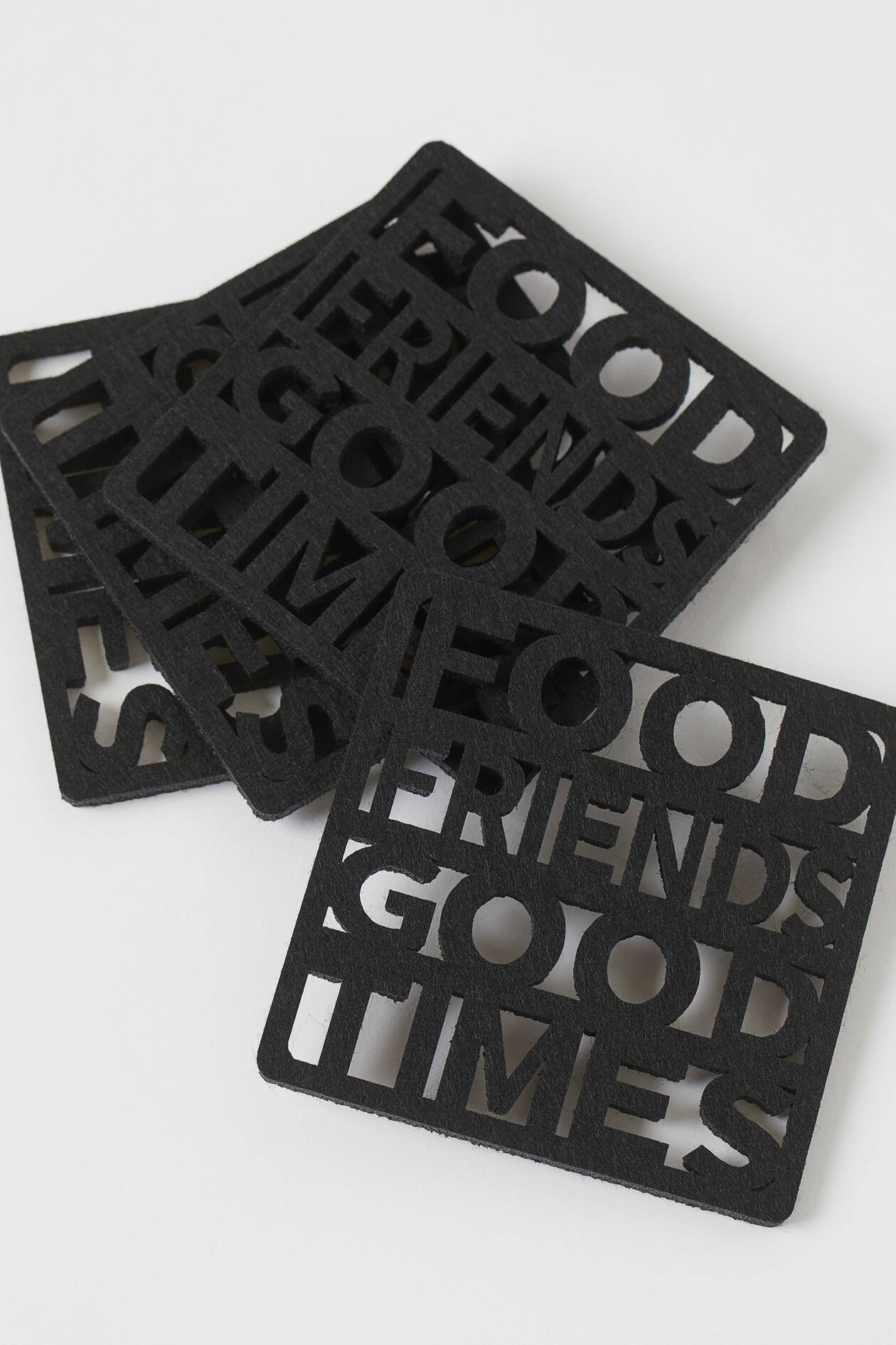 4-pack coasters - Black - Home All | H&M GB