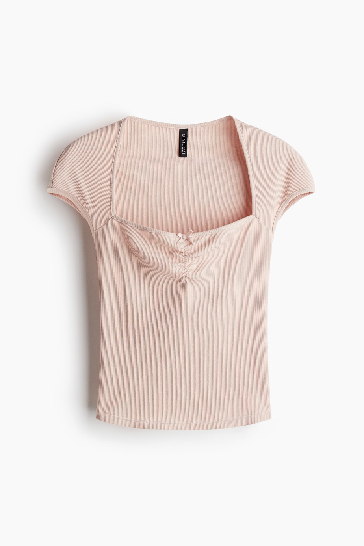 Women's Light dusty pink Gathered cap-sleeved top | H&M IN