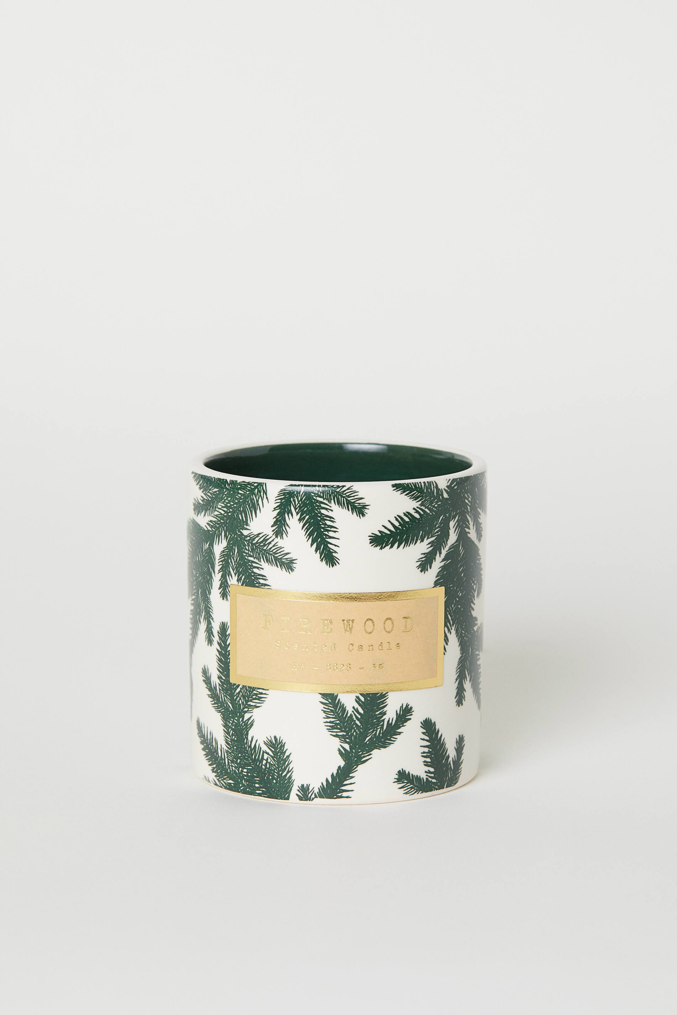 Large Scented Candle - Dark green/Firewood - Home All | H&M US