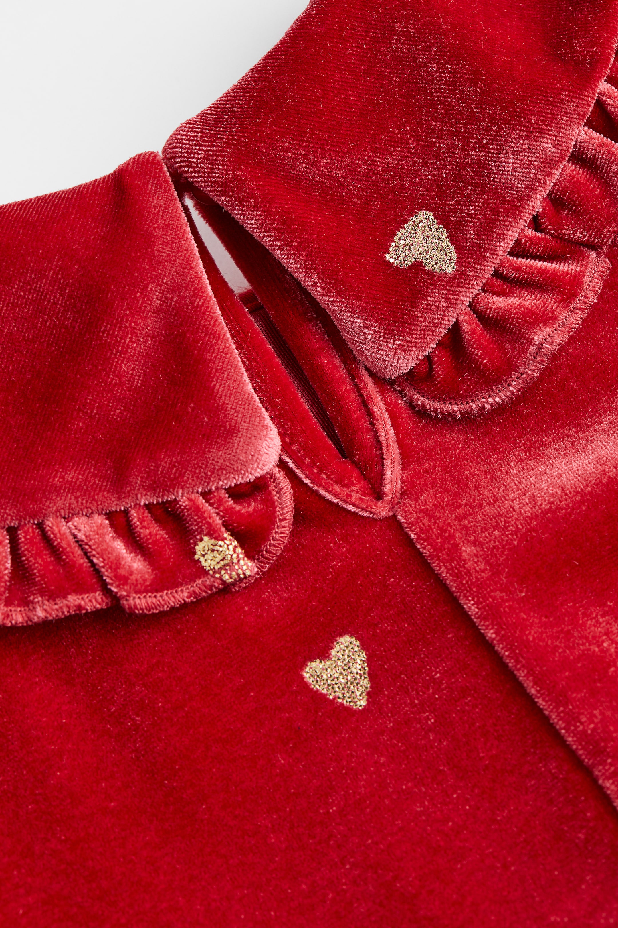 Collared Velour Dress - Red/hearts - Kids | H&M PH